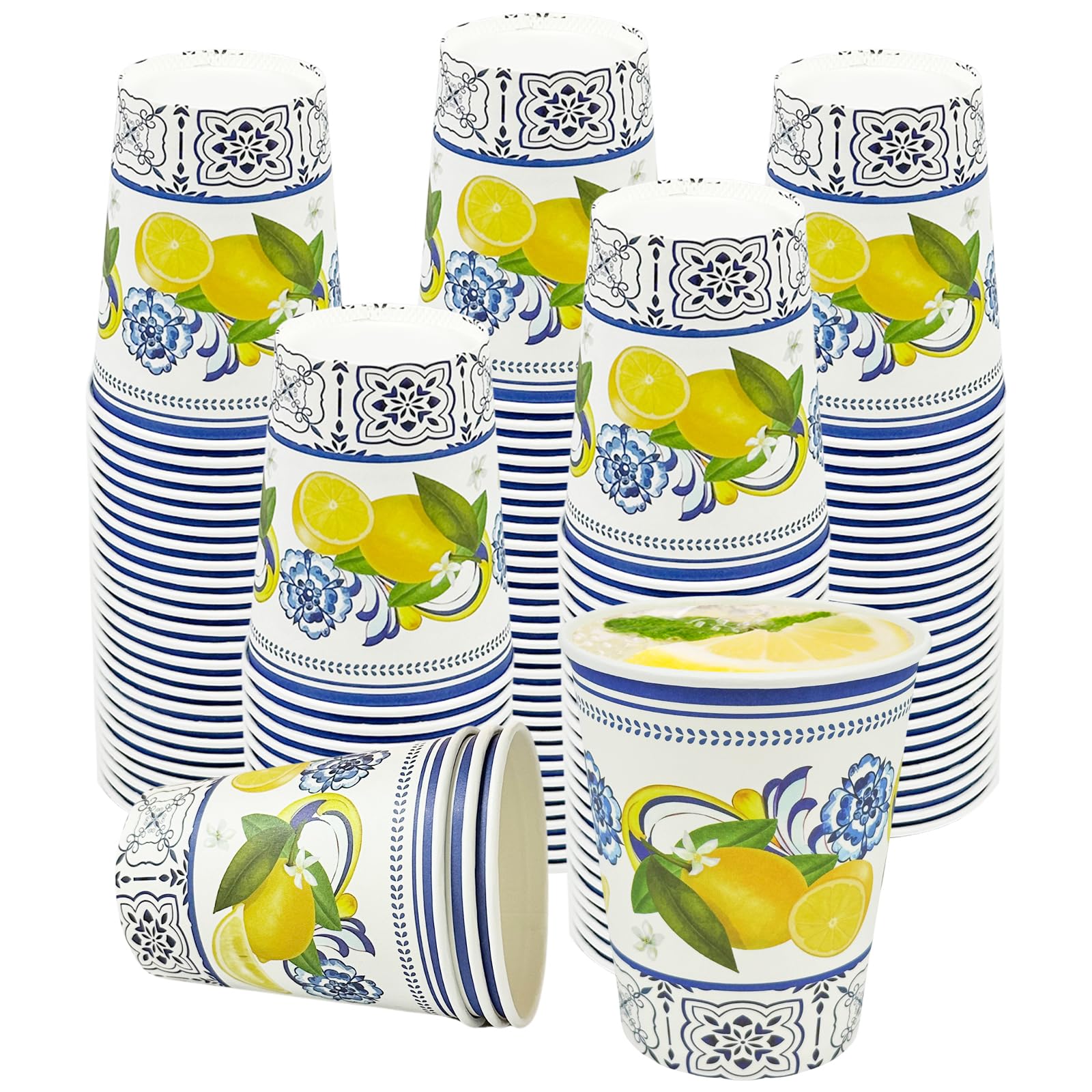 Amazon.com: 100 Count Capri Lemon Party Paper Cup, Disposable Blue ...