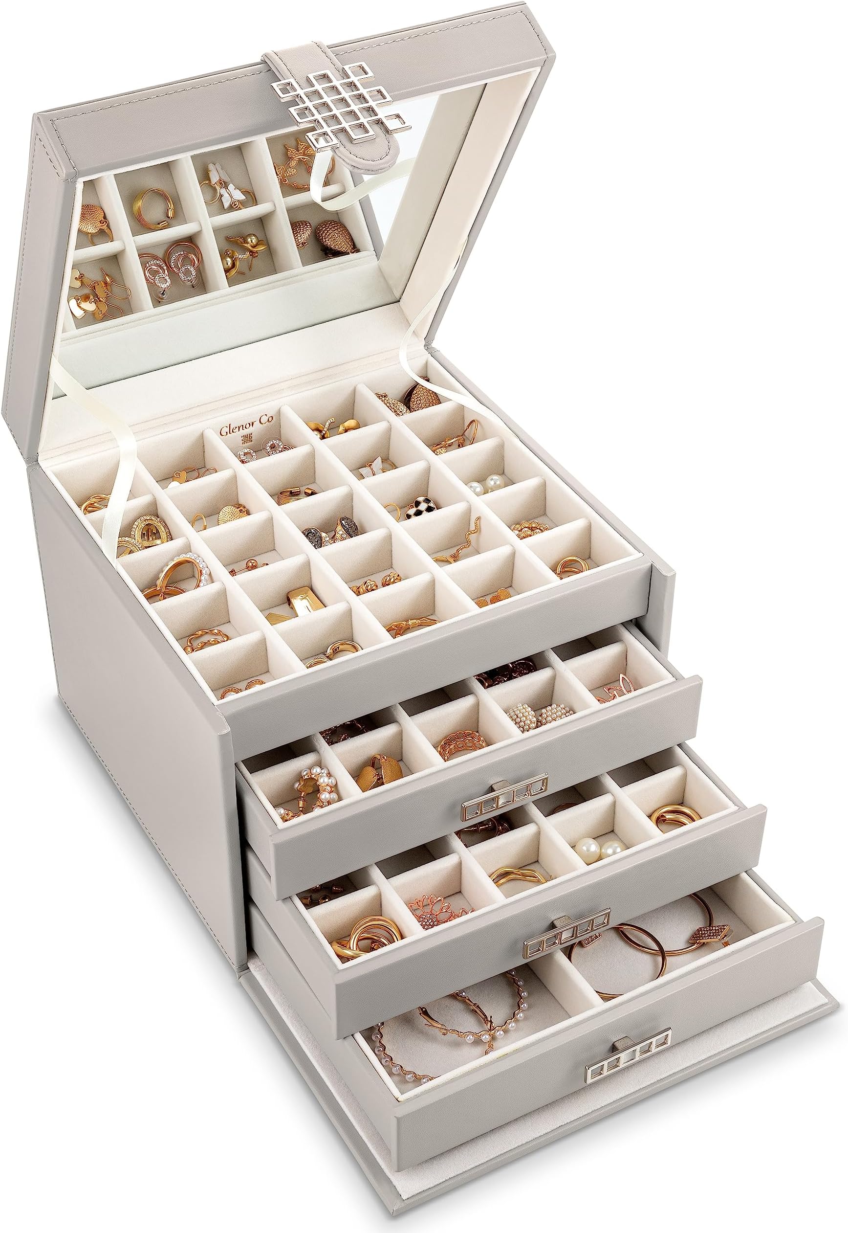 Amazon.com: Glenor Co Extra Large Jewelry Box Organizer - 42 Slot ...