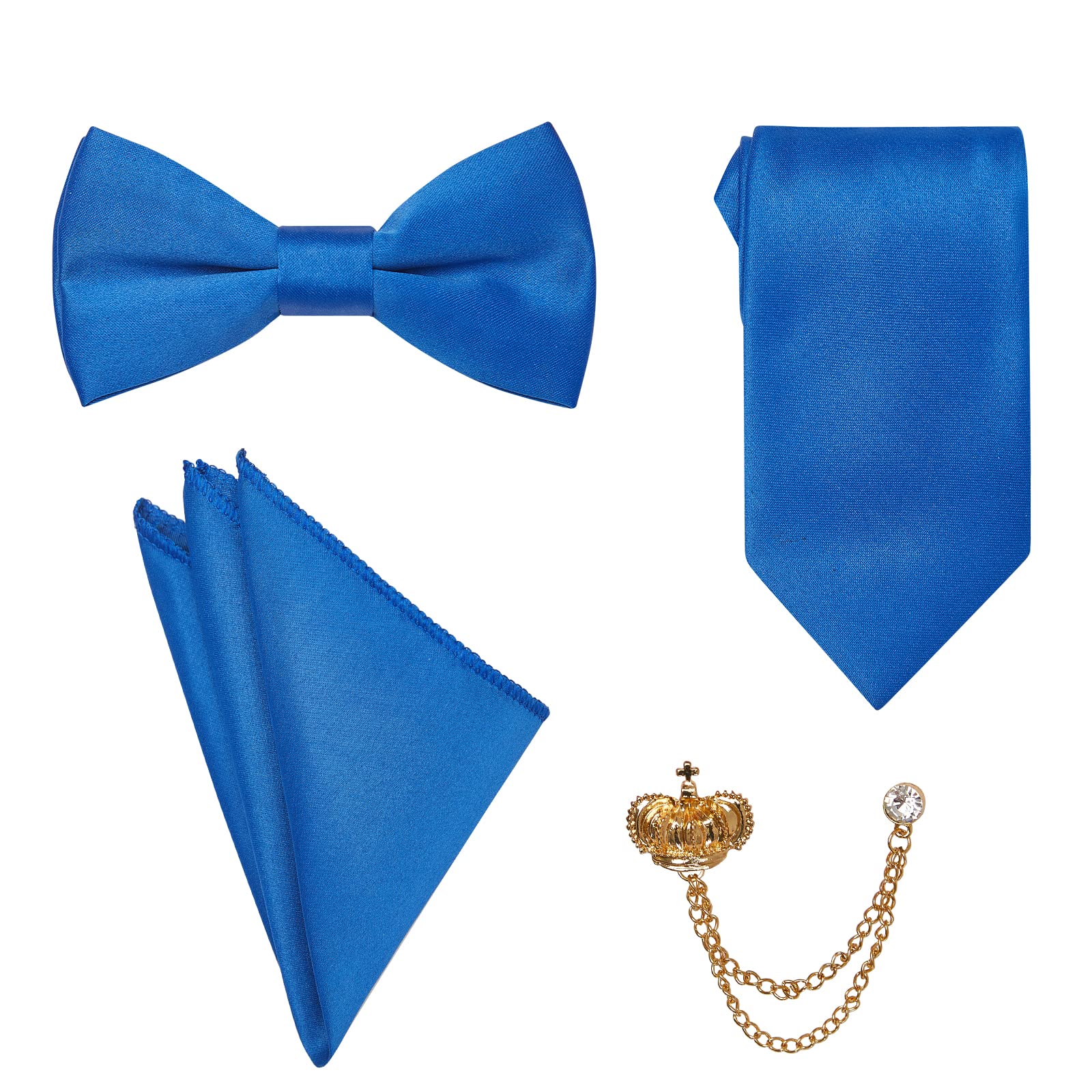 Snapklik.com : Boys Royal Blue Tie Bowtie Pocket Square And Brooch Set ...