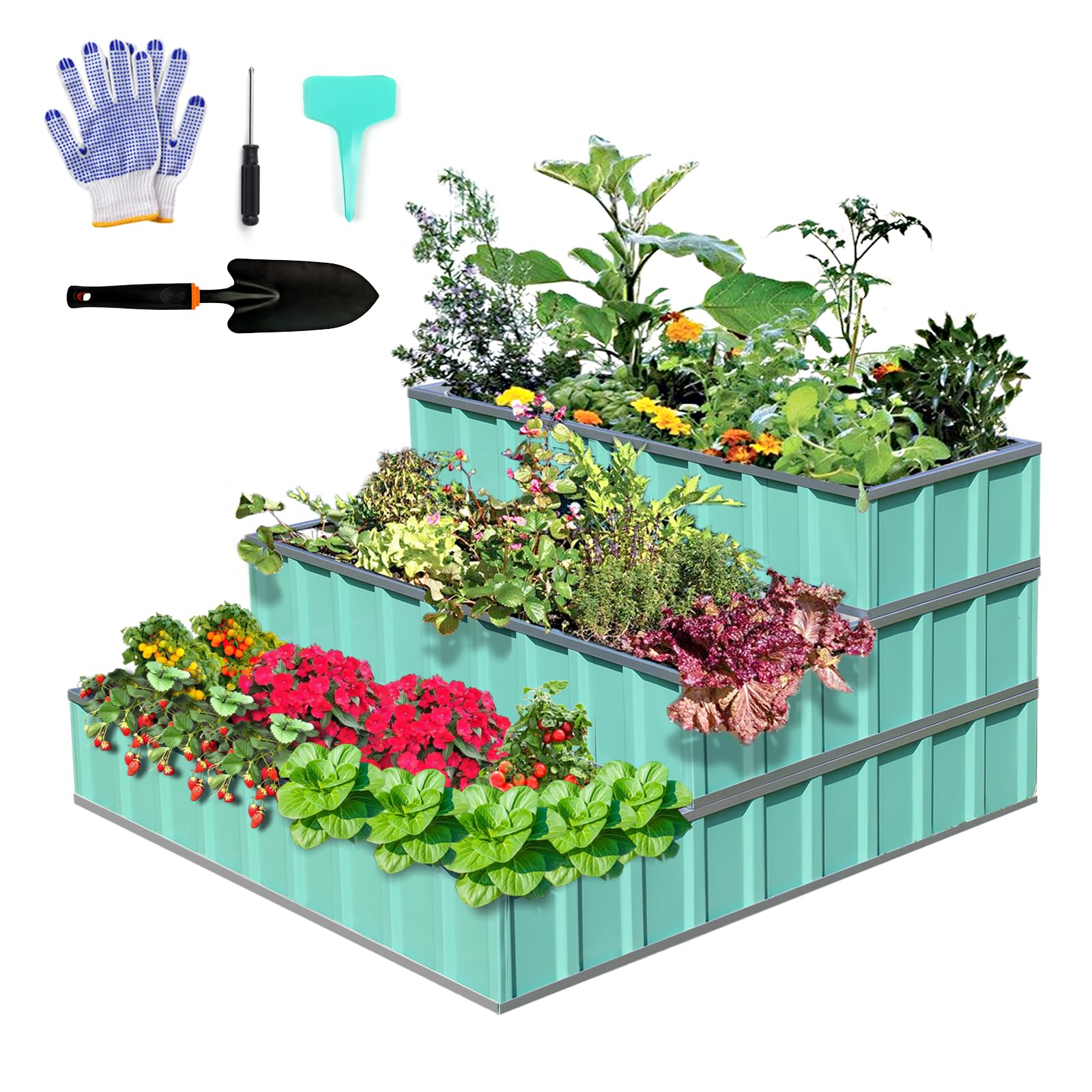 Amazon.com: HCGADON 3 Tiers Raised Garden Bed - Galvanized Metal ...