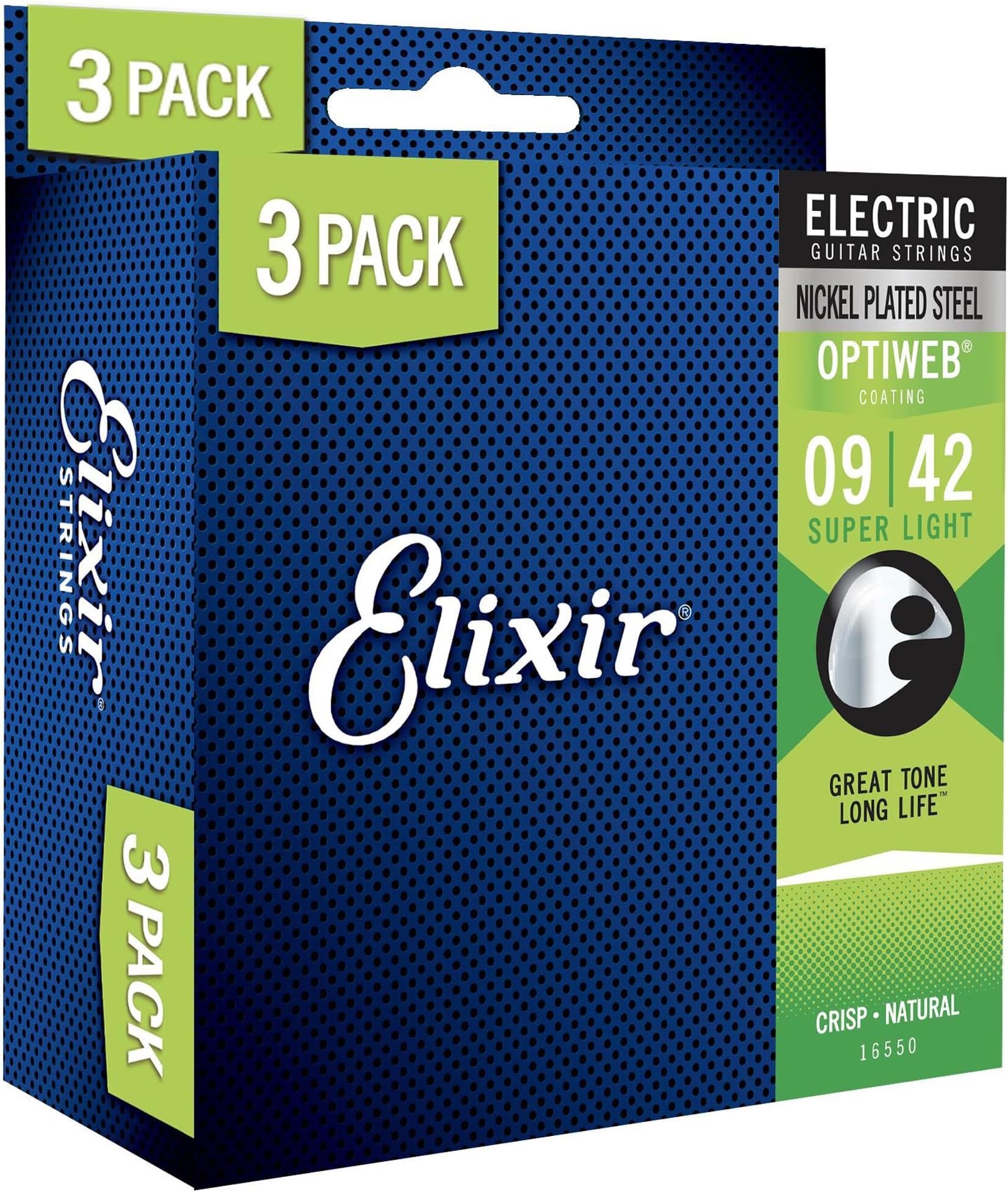 Amazon.co.jp: Elixir エリクサー エレキギター弦 2セット+1ボーナスパック NANOWEB Super Light .009-.042 #12002 BonusPack ...