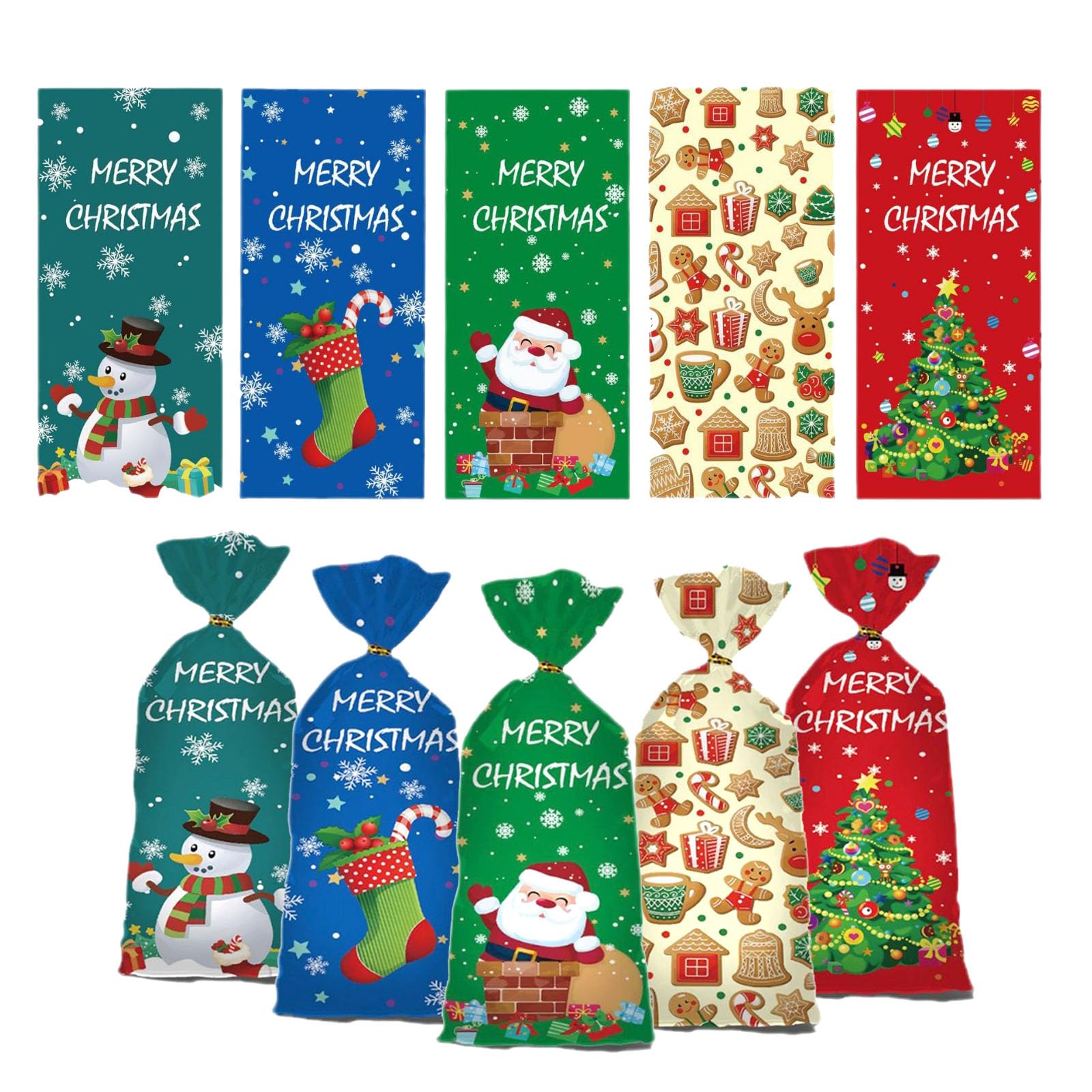 50Pcs Christmas Sweet Bags, Christmas Party Bags, Cellophane Bags ...