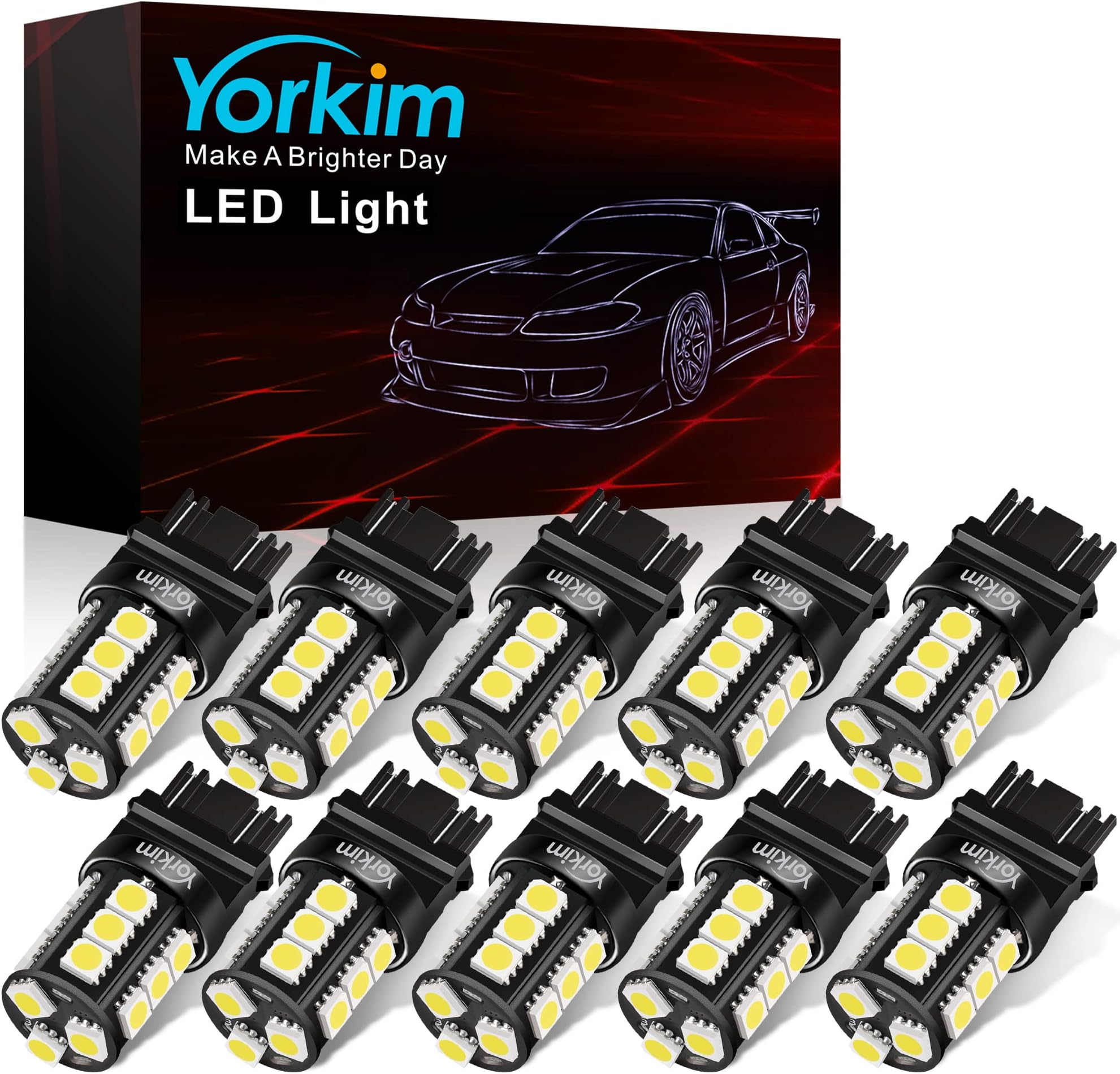 Amazon.com: Yorkim 3157 LED Light Bulbs White Super Bright, 3056 3156 ...
