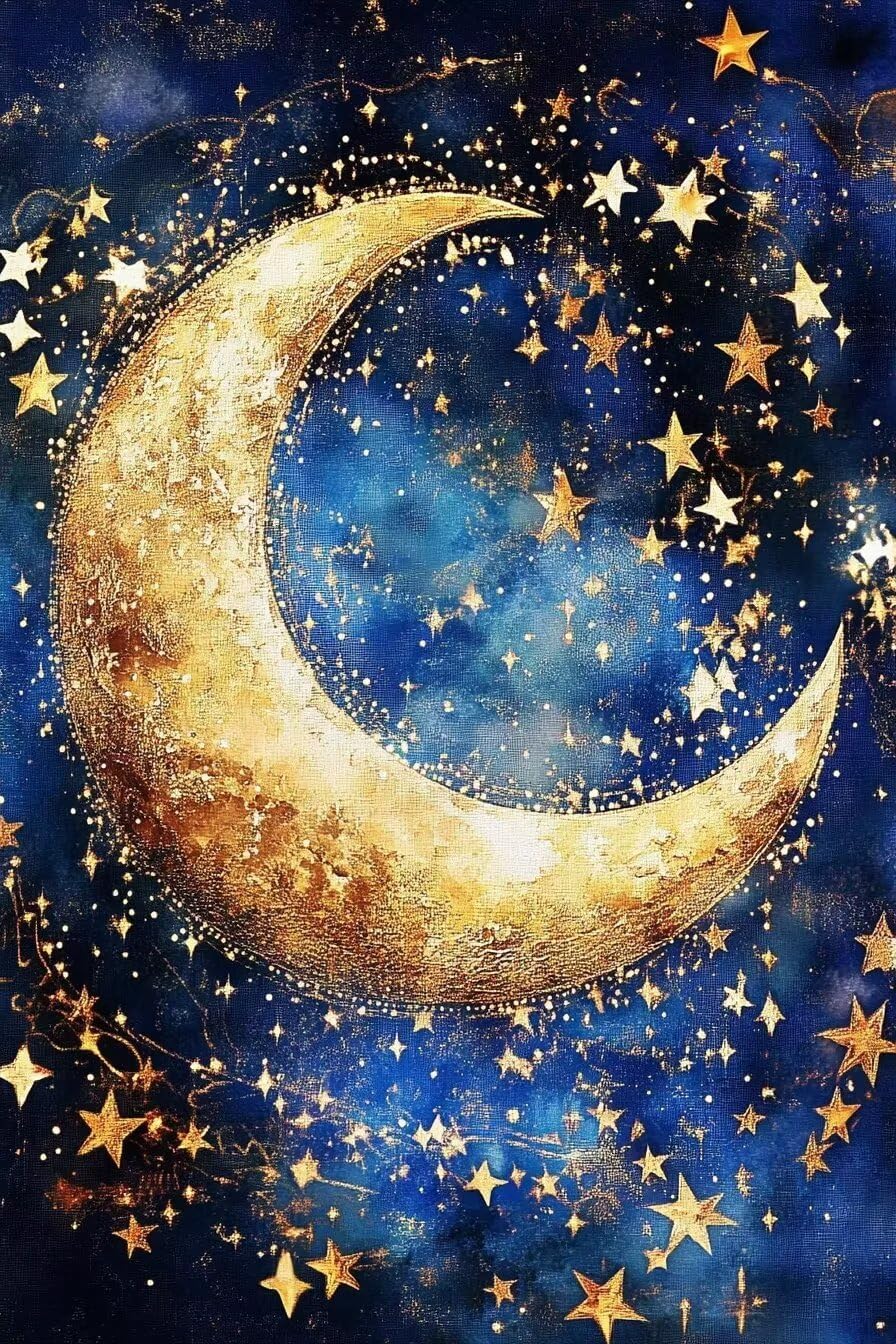 Amazon.com: NLZZT Adult Diamond Painting Art Kit, Moon and Stars Full ...