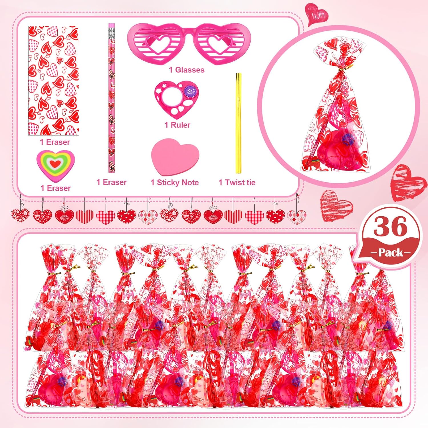 ReliThick Regalos para el día de San Valentín para niños, paquete de 36 ...