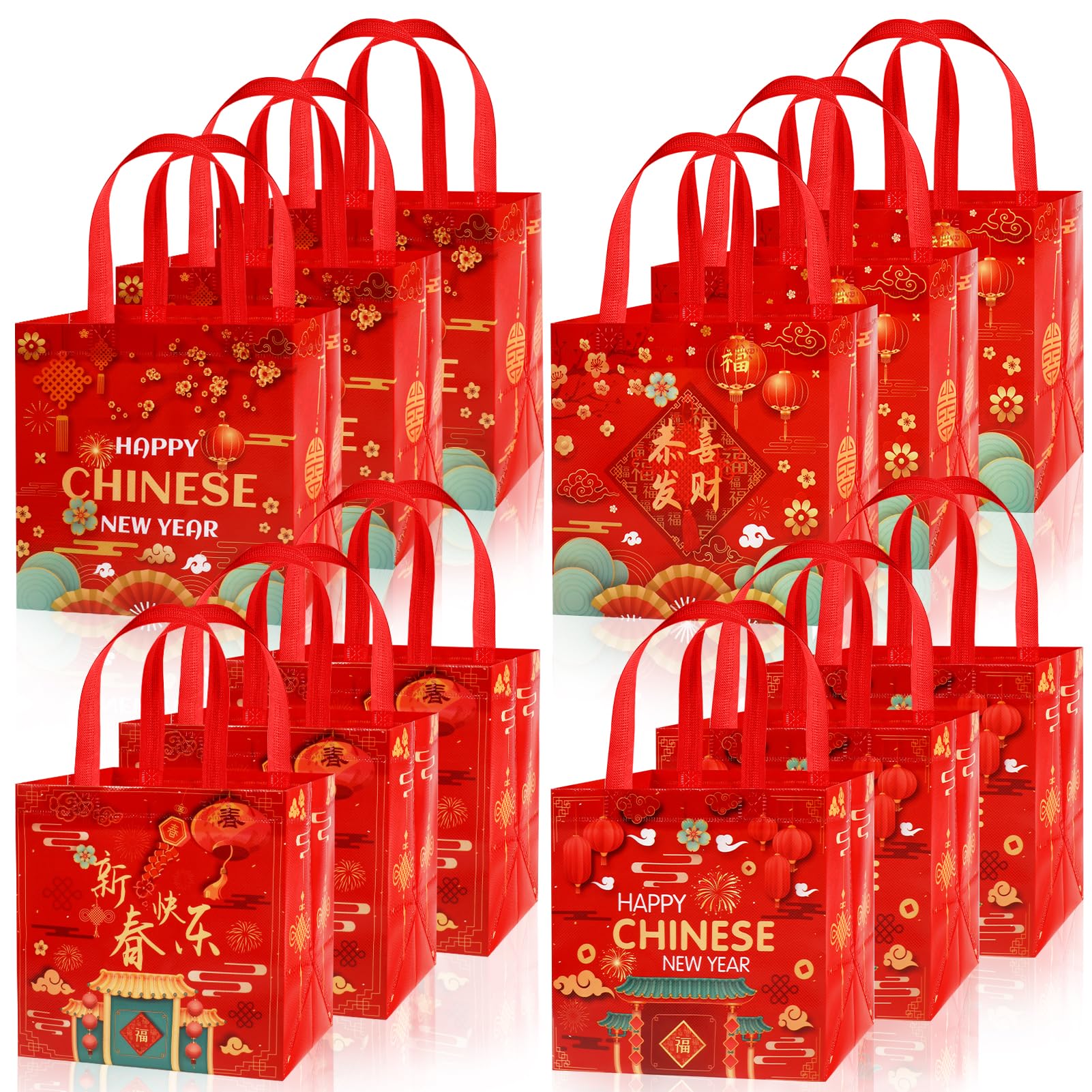 Amazon.com: HOWAF 12pcs Chinese New Year Non-Woven Gift Bags with ...
