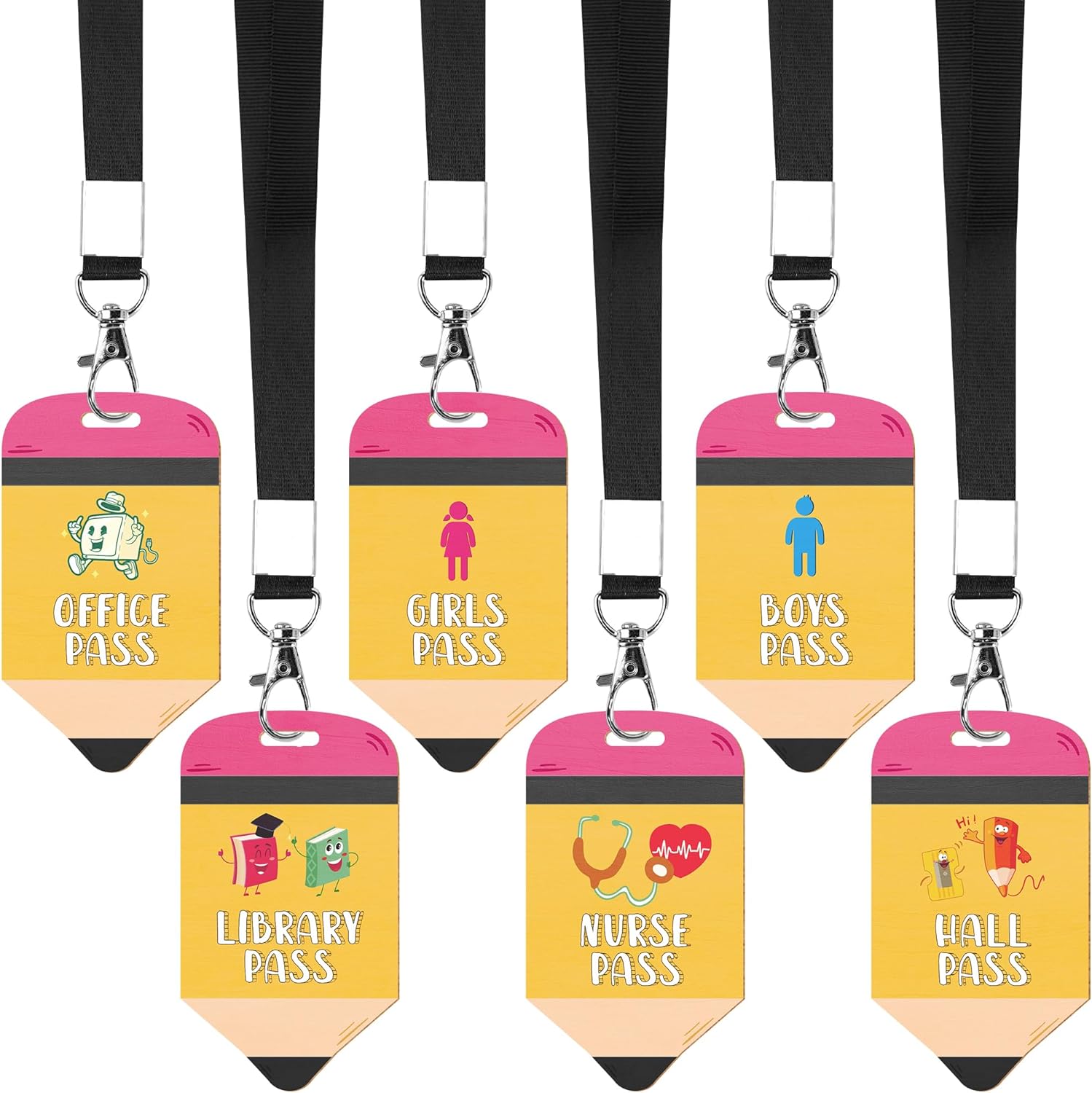 Amazon.com: MENIFEND Hall Pass Lanyards for Classroom: 6 Pcs Hall ...