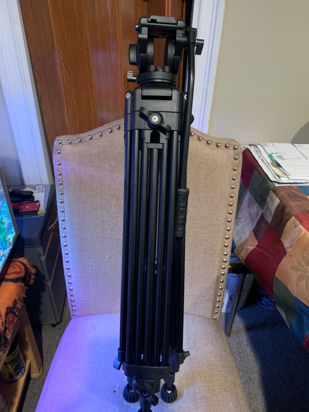 $17/mo - Finance Video Tripod System 62" Professional Heavy Duty Tripod Aluminum Twin Tube Video ...