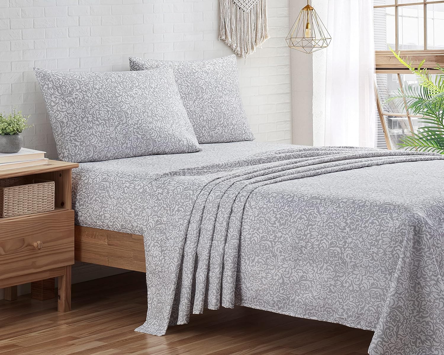 Amazon.com: Indigo Ink - King Size Sheet Set, 4-Piece Boho Floral ...