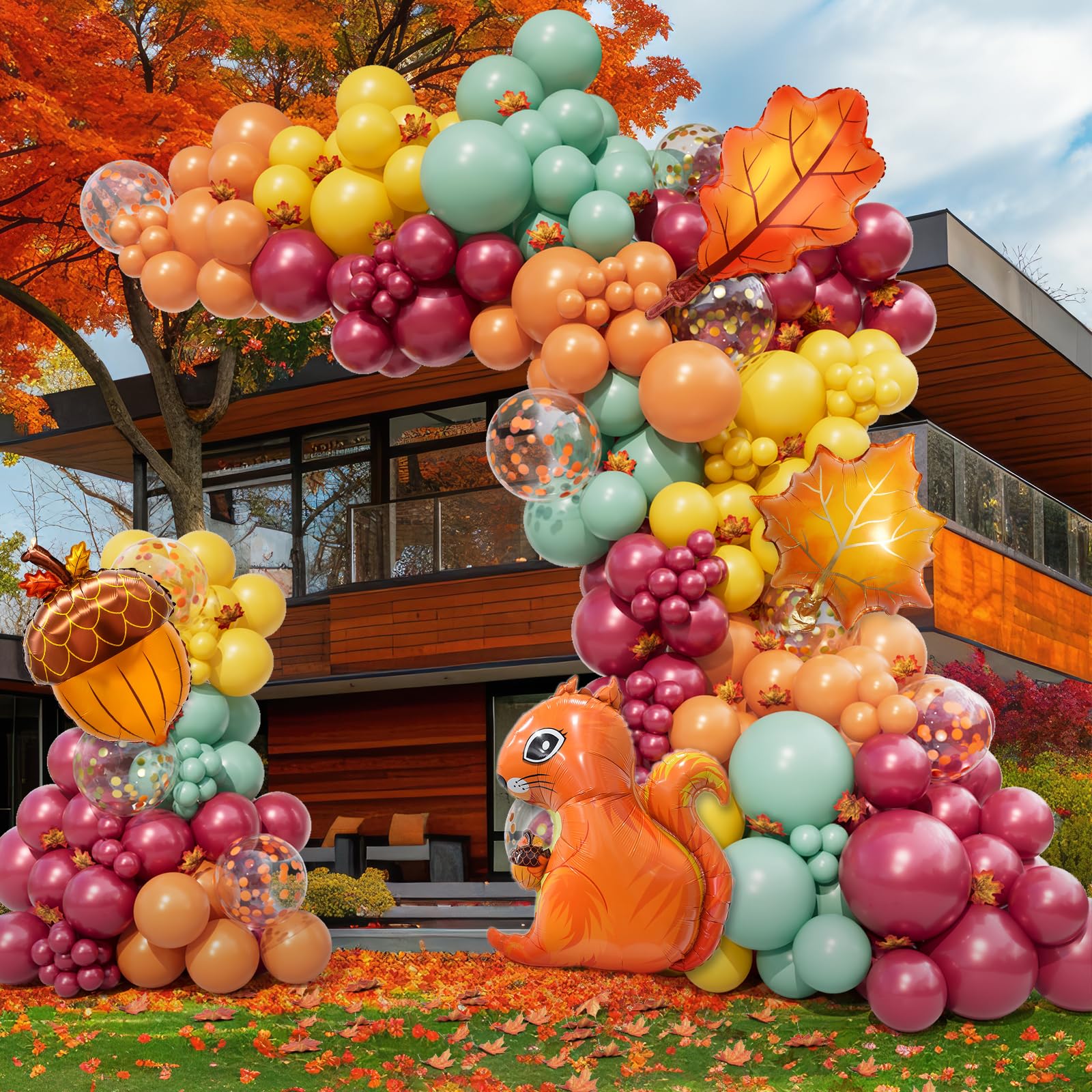 Amazon.com: 163Pcs Fall Balloon Garland Arch Kit Burnt Orange Wine Red ...
