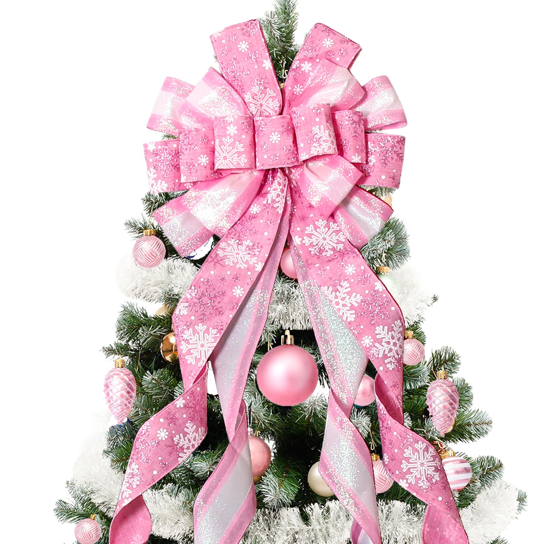 Amazon.com: Christmas Tree Topper Christmas Wreath Bow, 52 * 13 inches ...