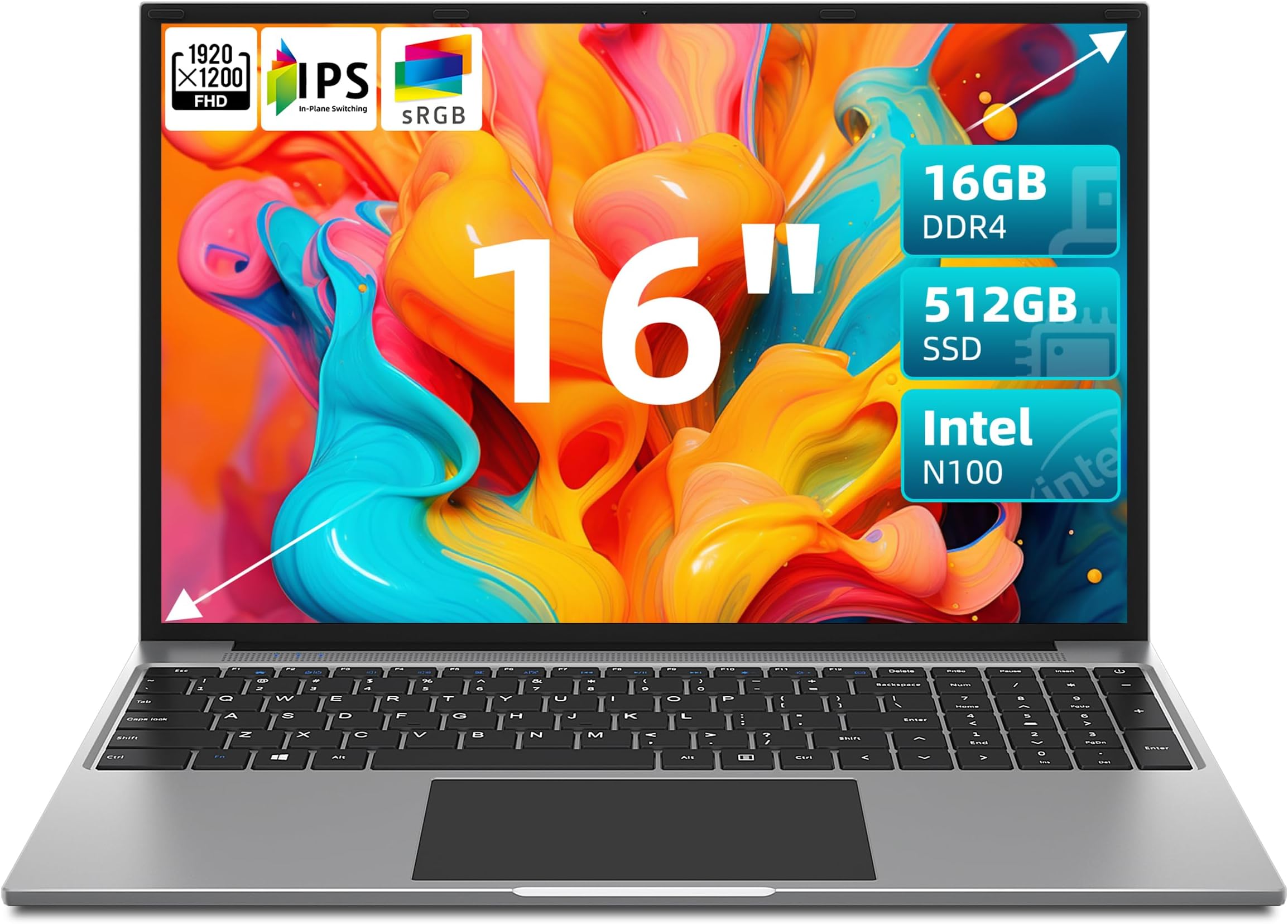 Amazon.com: jumper 16 Inch Laptop, Intel Celeron Quad Core CPU, FHD IPS ...