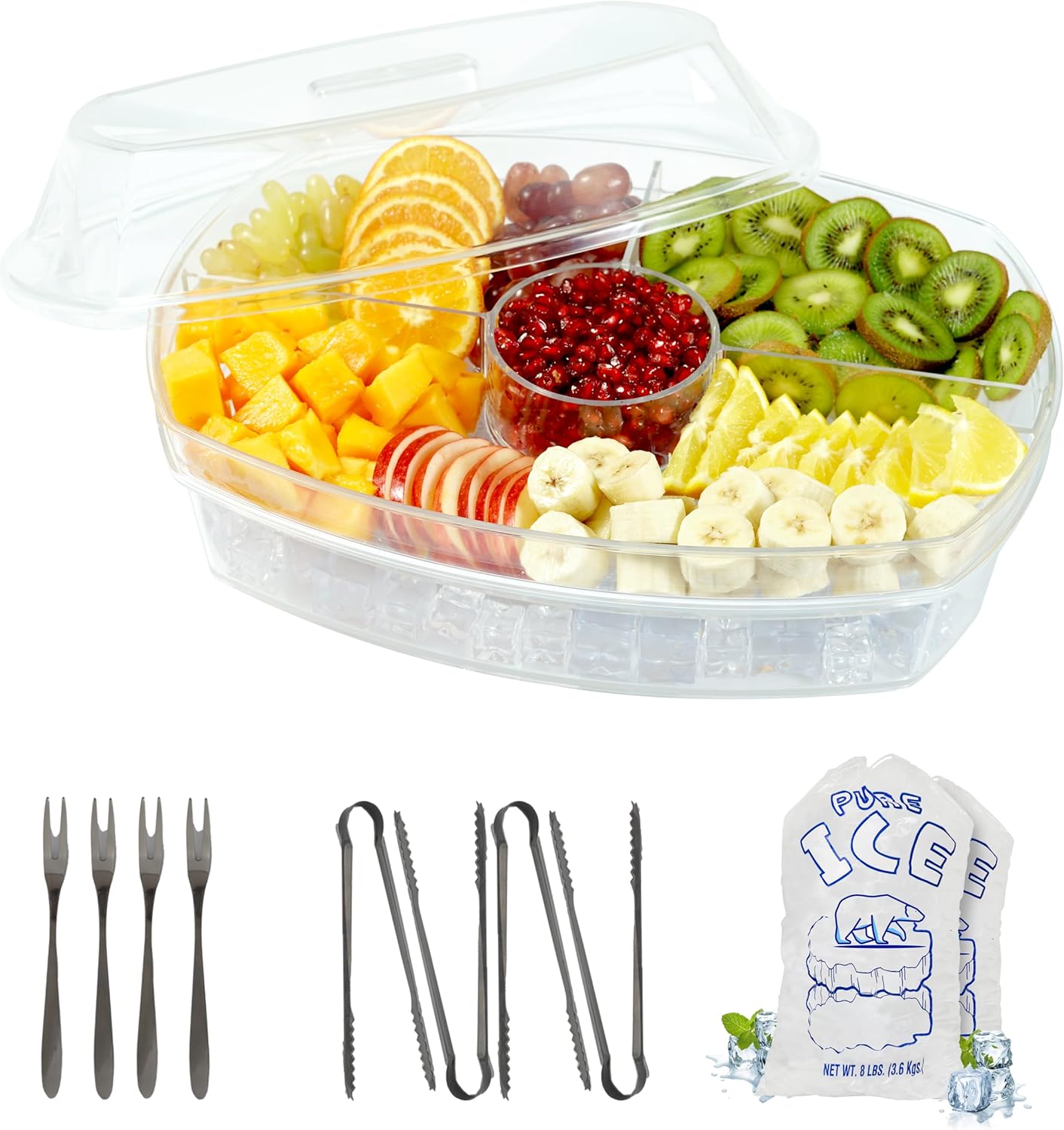 Amazon.com: Ayarli Chilled Serving Tray with Lid - Snack Fruit Tray ...
