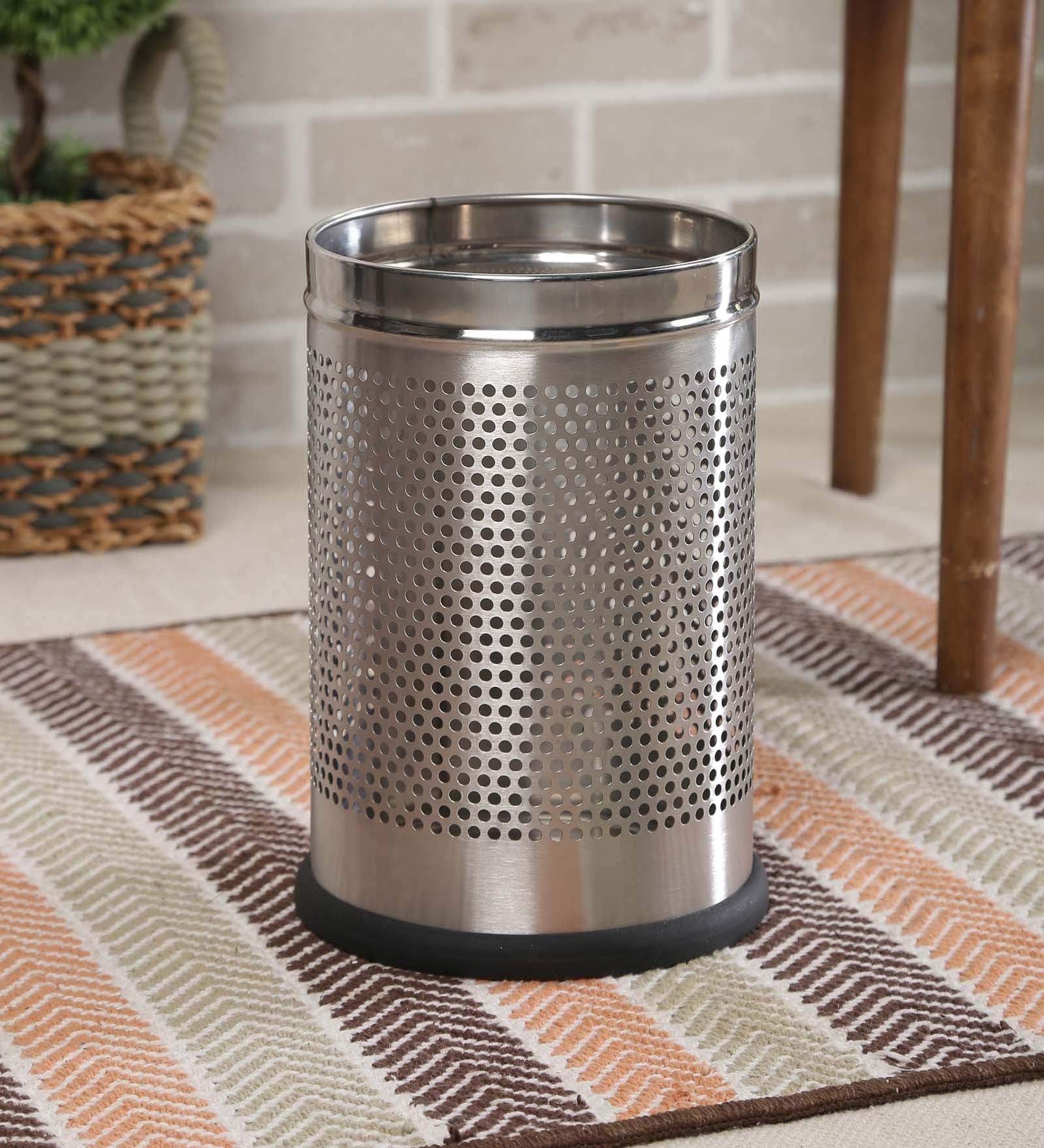 PARASNATH Stainless Steel Perforated Open Dustbin - Silver, 5 L (7"X10 ...
