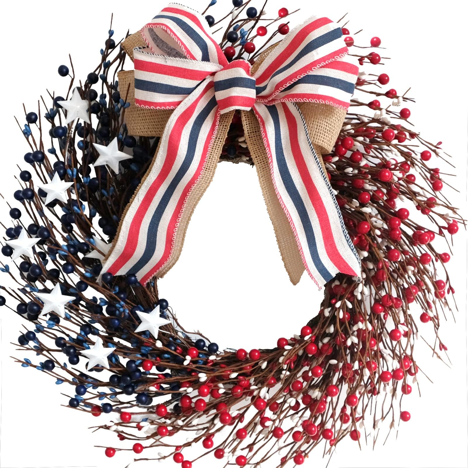 Amazon.com: Patriotic Wreath for Front Door, 4th of July Garland with ...