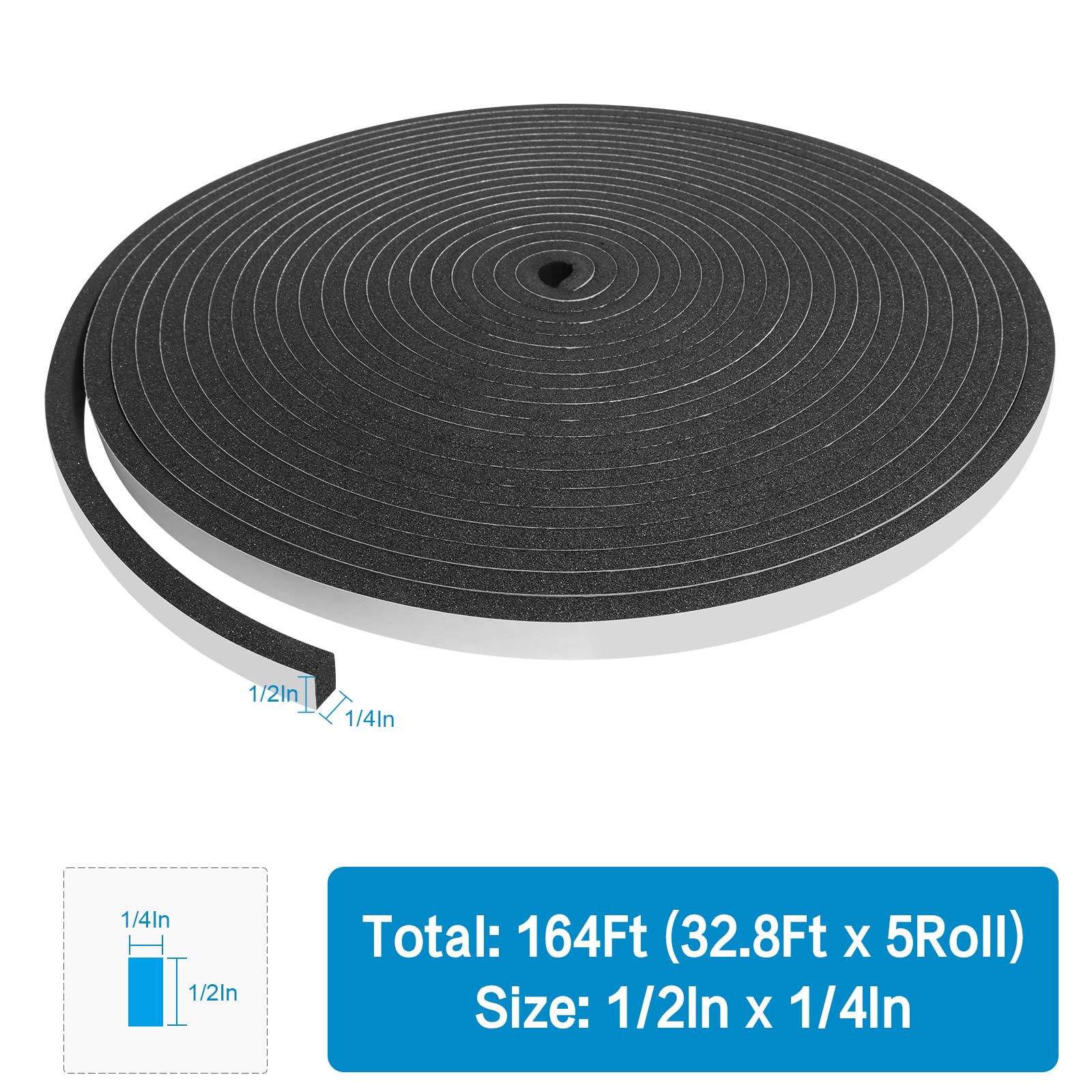 Snapklik.com : Foam Insulation Tape, 1/2In X 1/4In x164Ft Weather ...