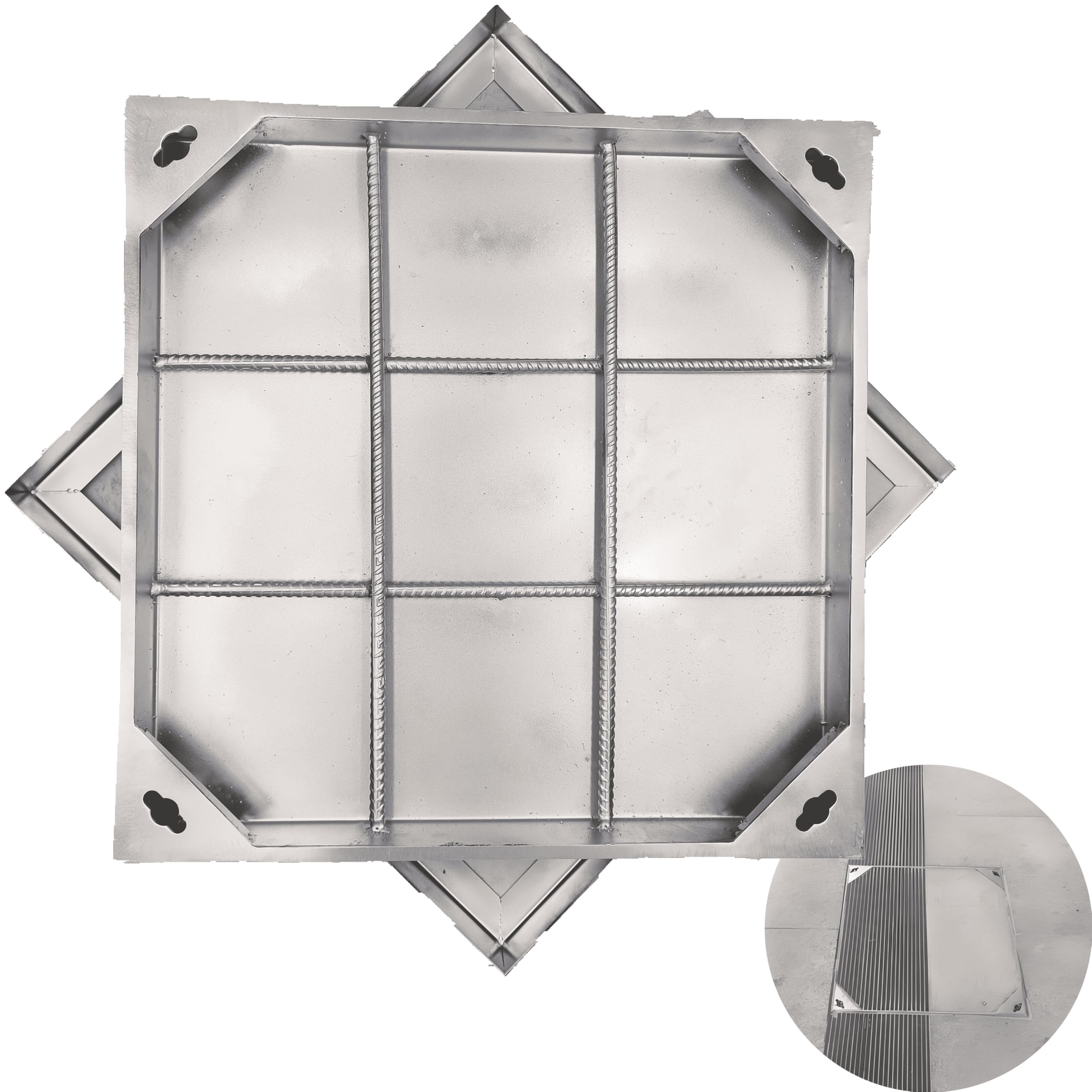 MOSINSBO Stainless Steel Manhole Cover and Frame 24x24, B Class Square ...