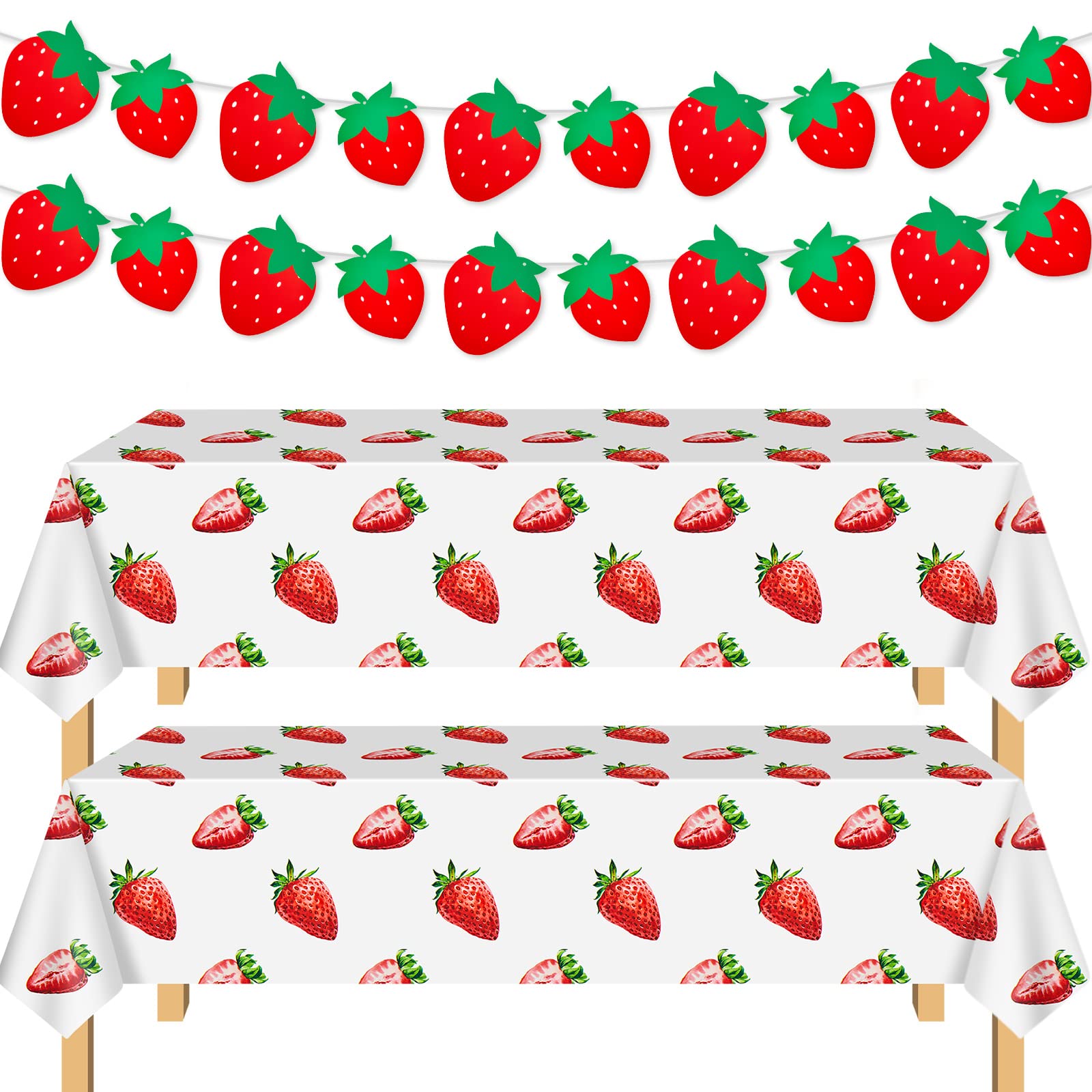 Amazon.com: Flutesan 4 Packs Strawberry Tablecloth and Strawberry ...