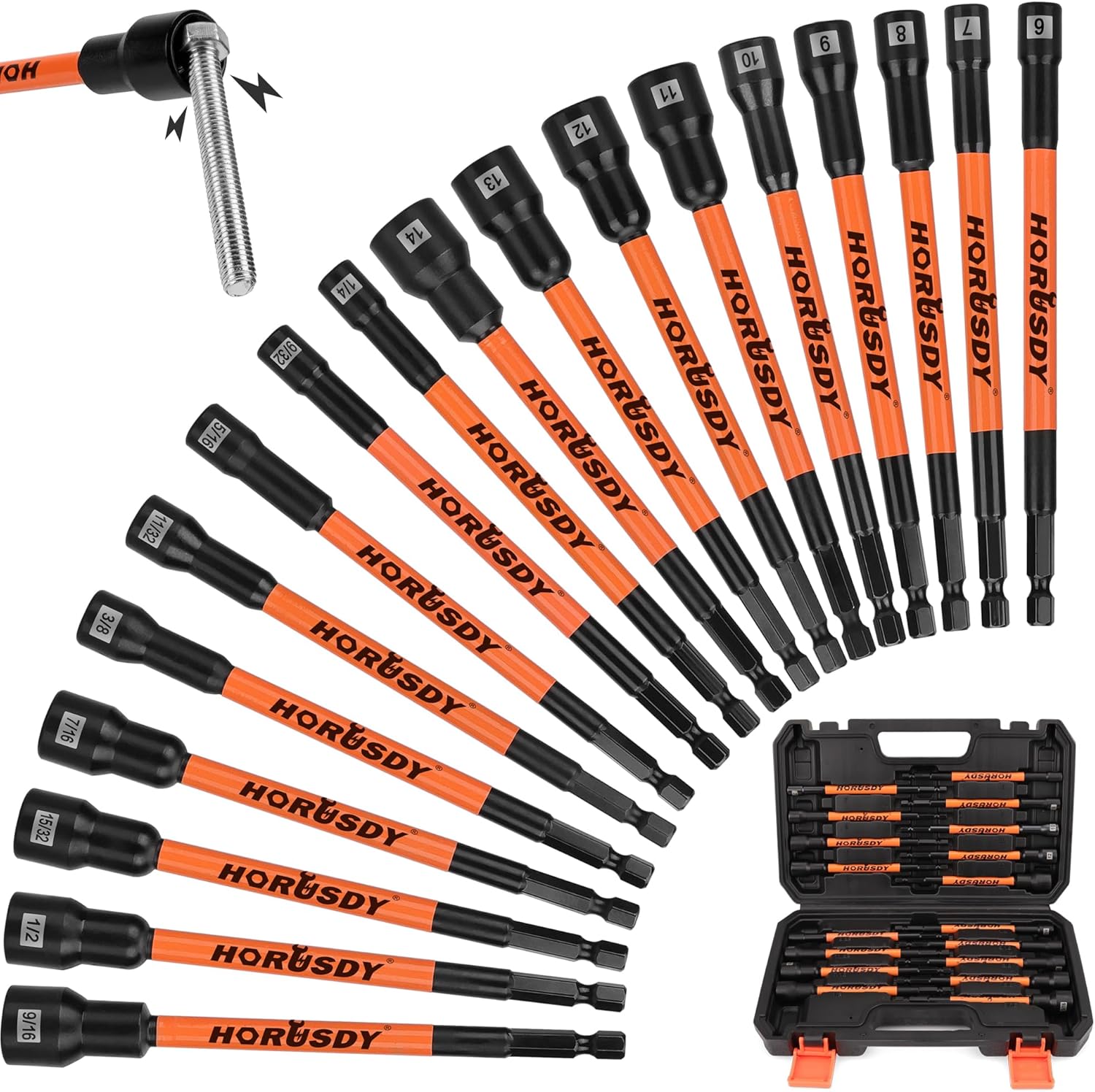 18PCS Magnetic Nut Driver Set, Long Nut Drivers 6 INCH（150MM）, Imperial ...