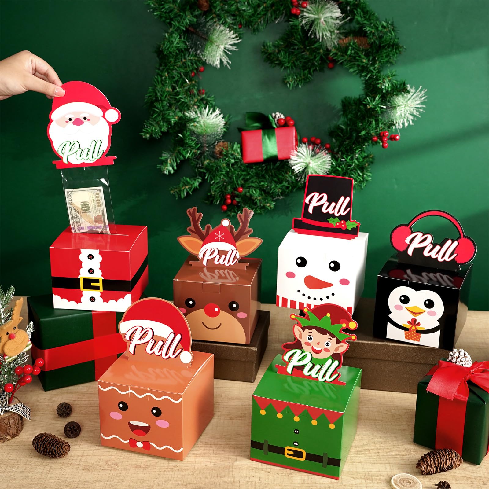Snapklik.com : 6 Pack Christmas Money Boxes For Cash Pull Merry ...