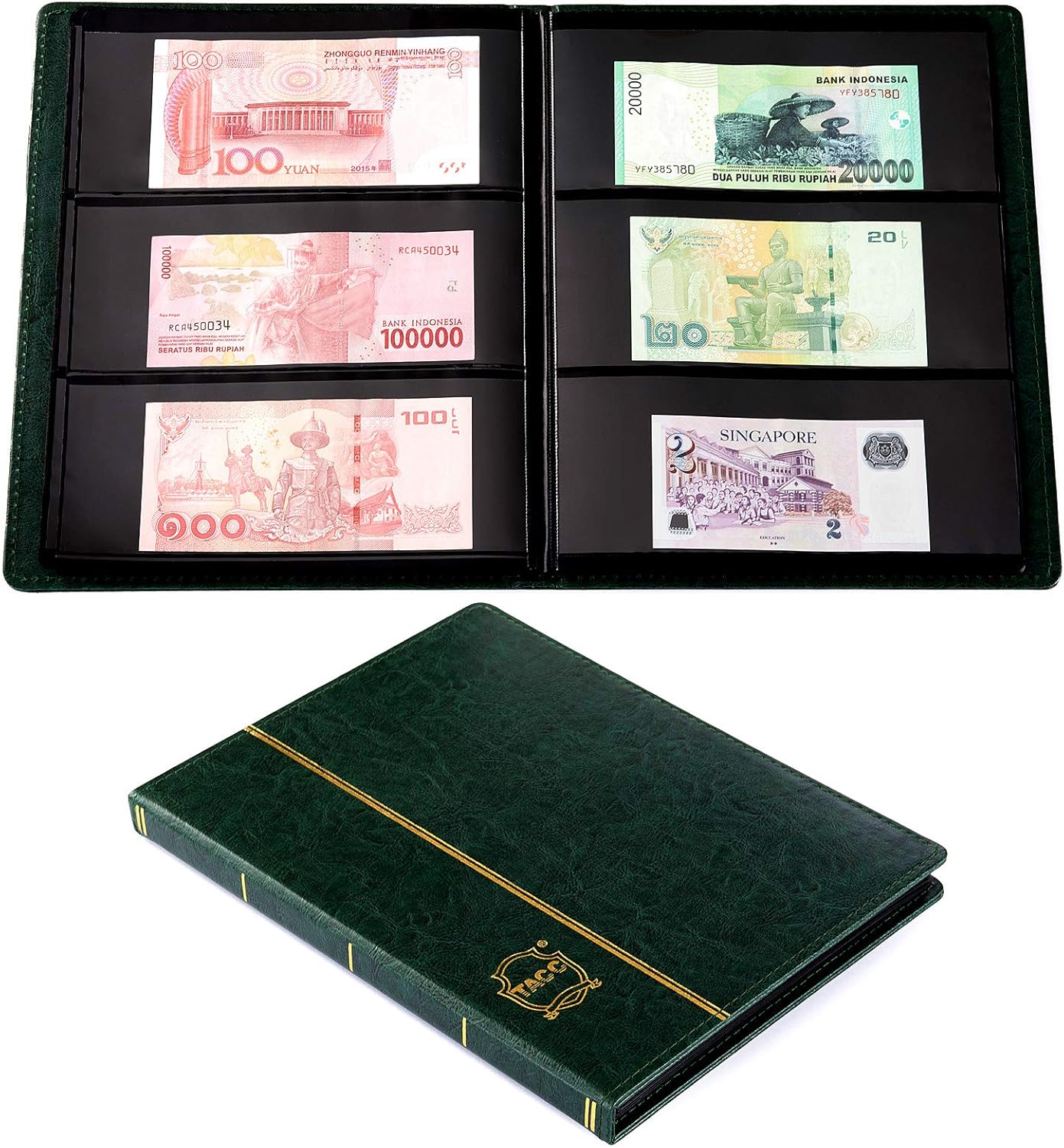 Ettonsun Leather 60-Pocket Dollar Bill Holders for Collectors Paper ...