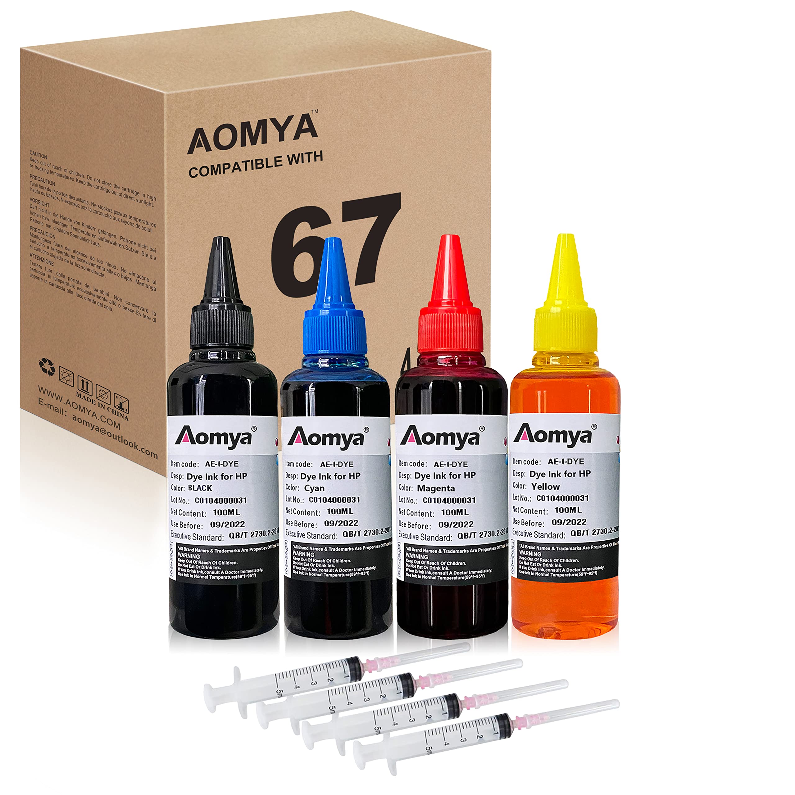 Amazon.com: Aomya Ink Refill Kit 100ML Compatible for HPQ 67 Ink Refill ...