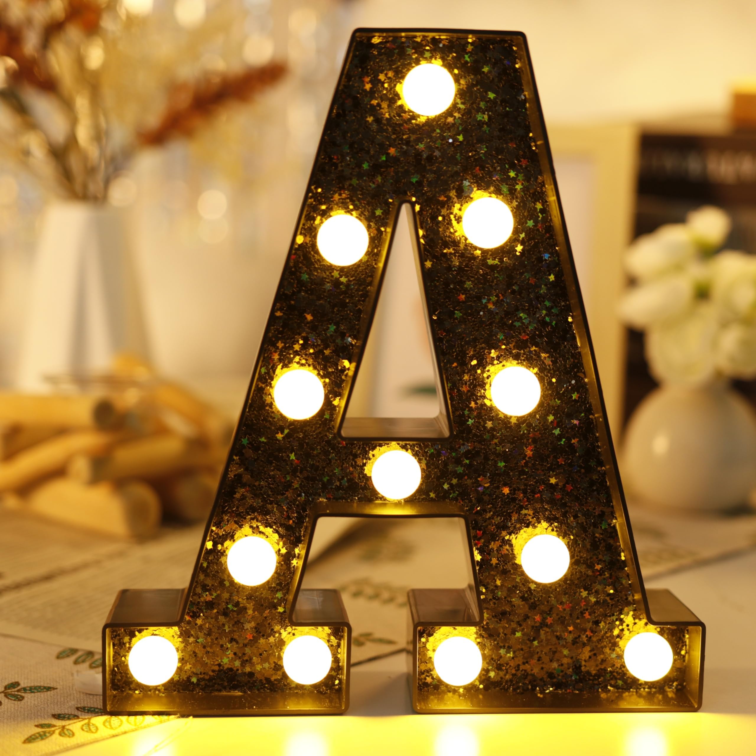 Amazon.com: LED Marquee Letter Lights, Silver Letters Glitter Alphabet ...