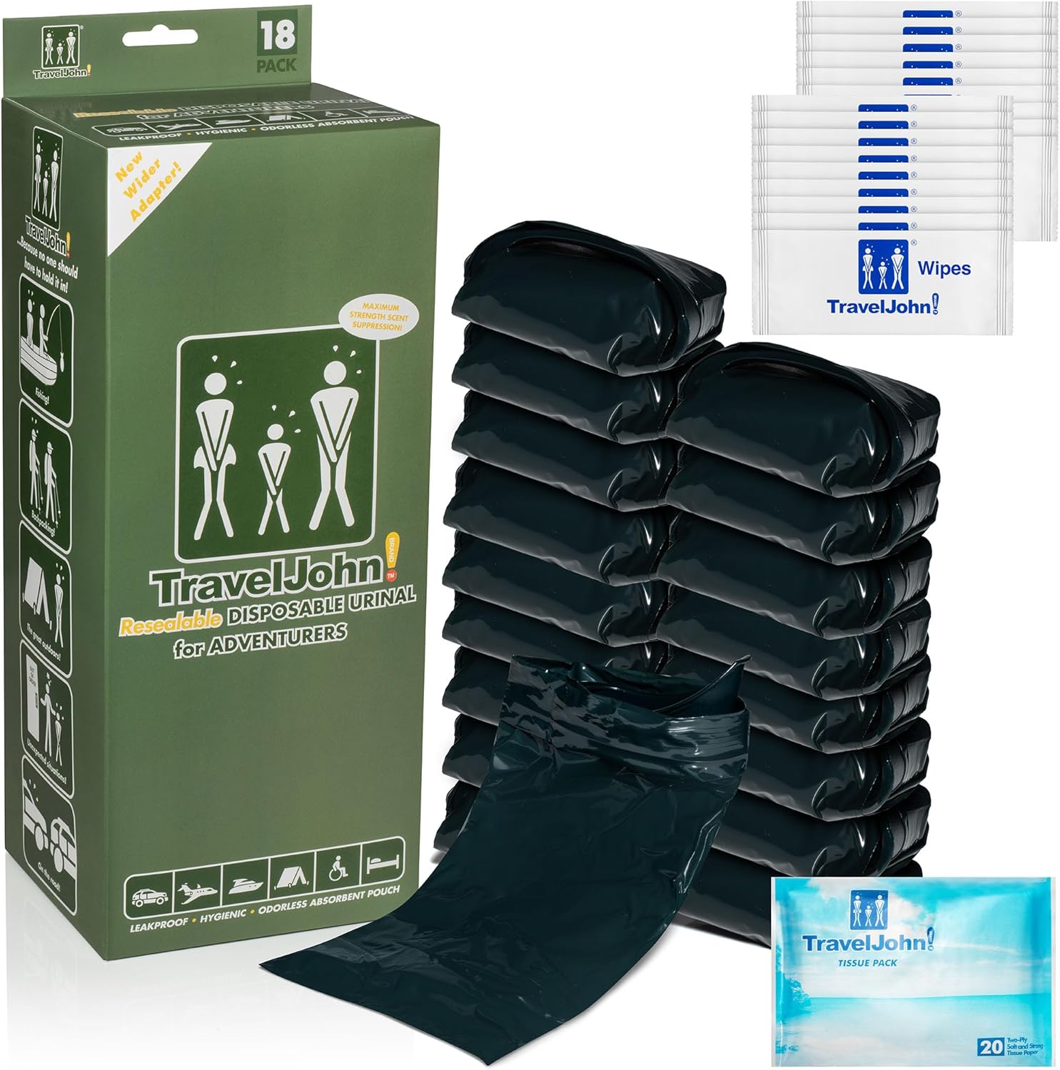 Amazon.com : TravelJohn Adventurer Resealable Disposable Urinal for All ...