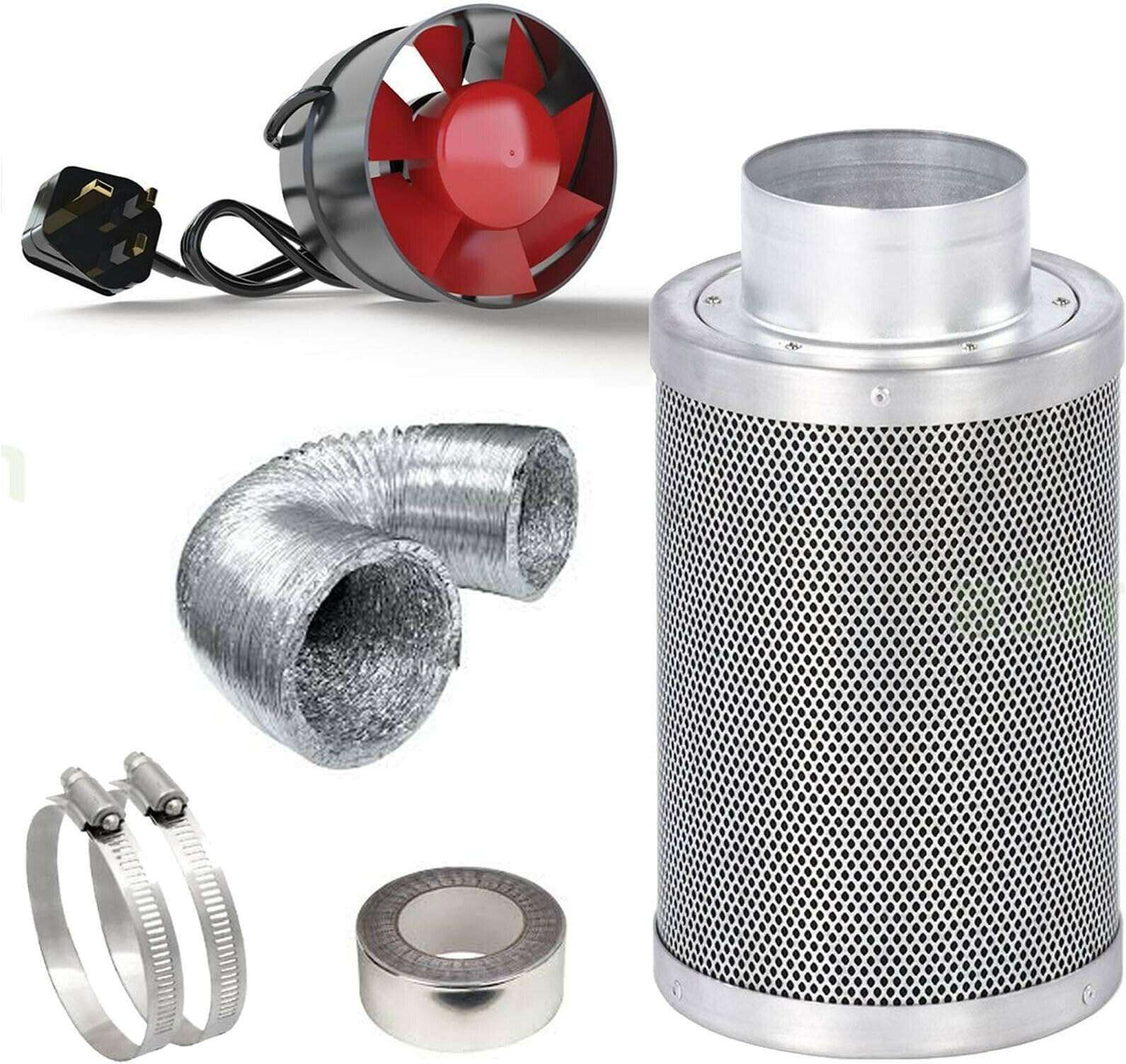 BLACK ORCHID 4 inch (100 mm) Extractor Fan and Carbon Filter Kit for ...