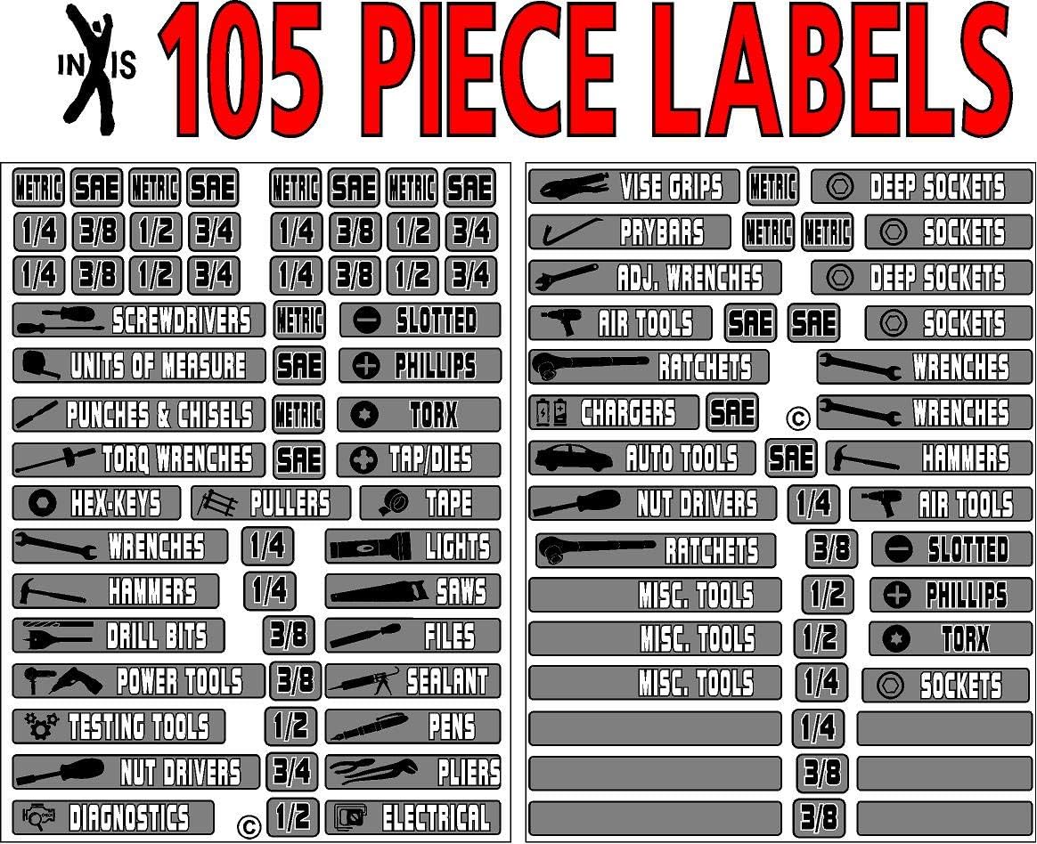 INXIS 105 Piece Tool Box Organizer Labels - Amazon.com