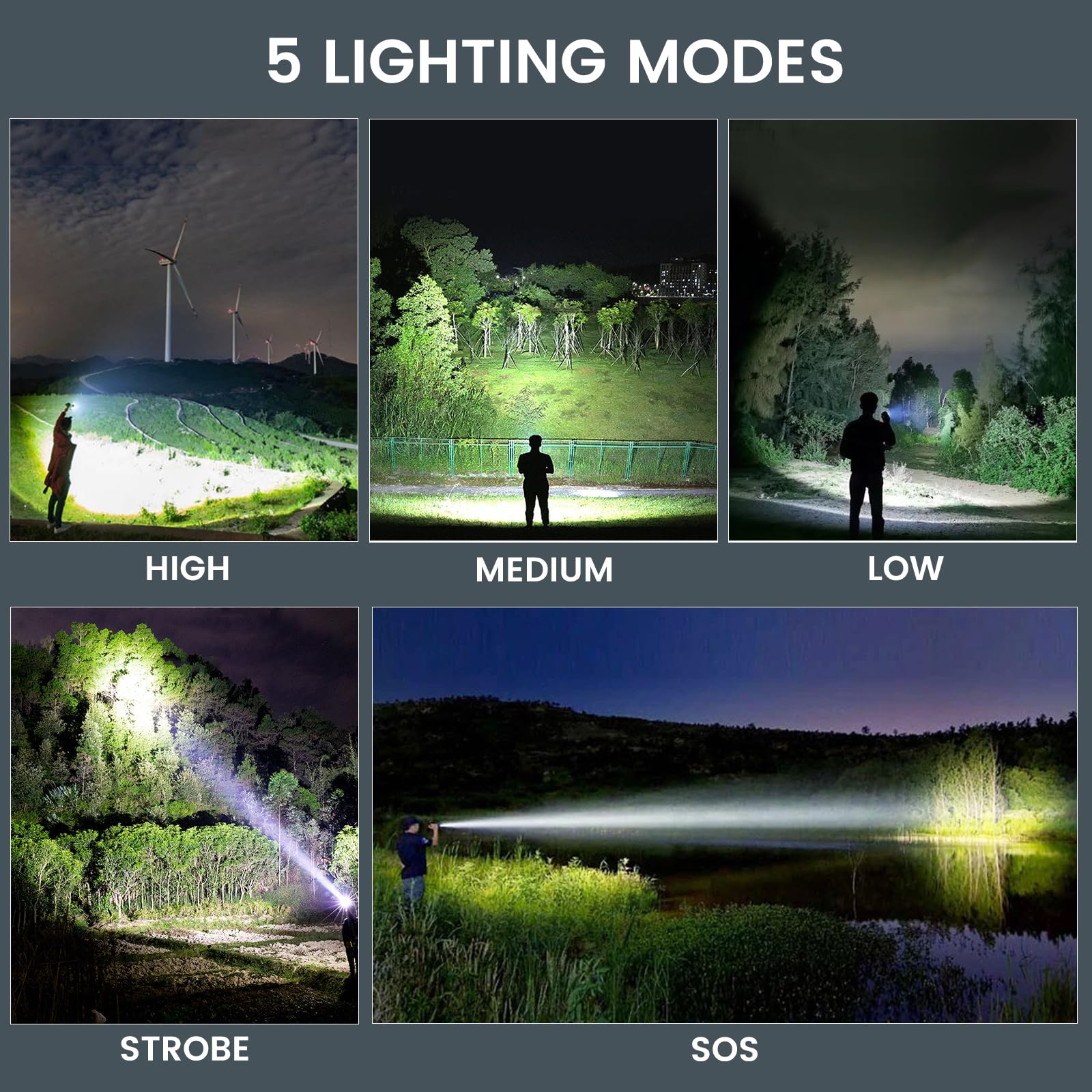 Rechargeable LED Flashlights High Lumens 2 Pack, 990,000 Lumen Super ...