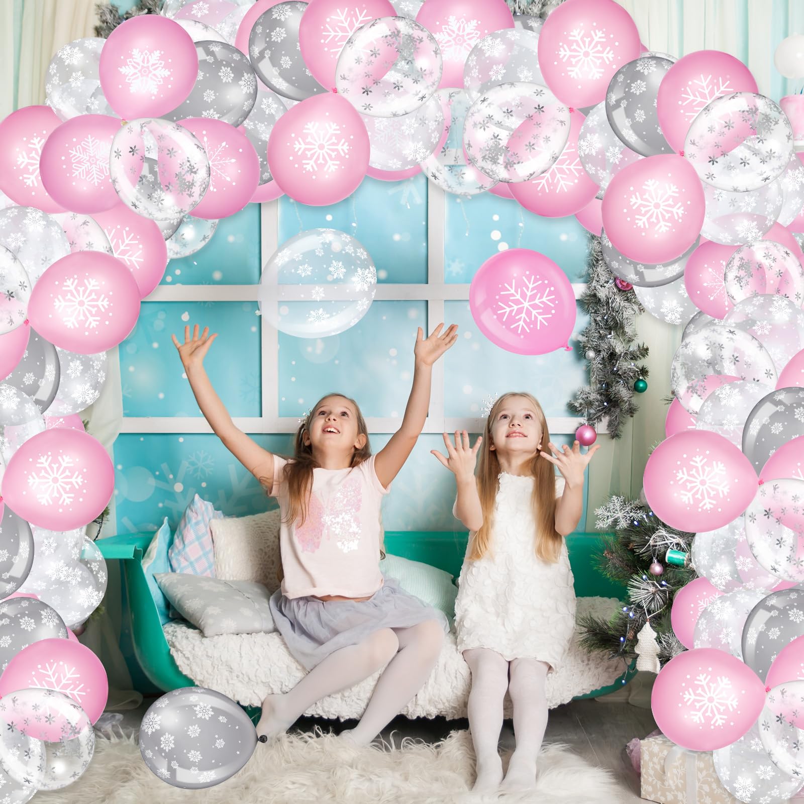 Snapklik.com : MiniInflat 50 Pcs Winter Snowflake Balloons 12 Inch ...