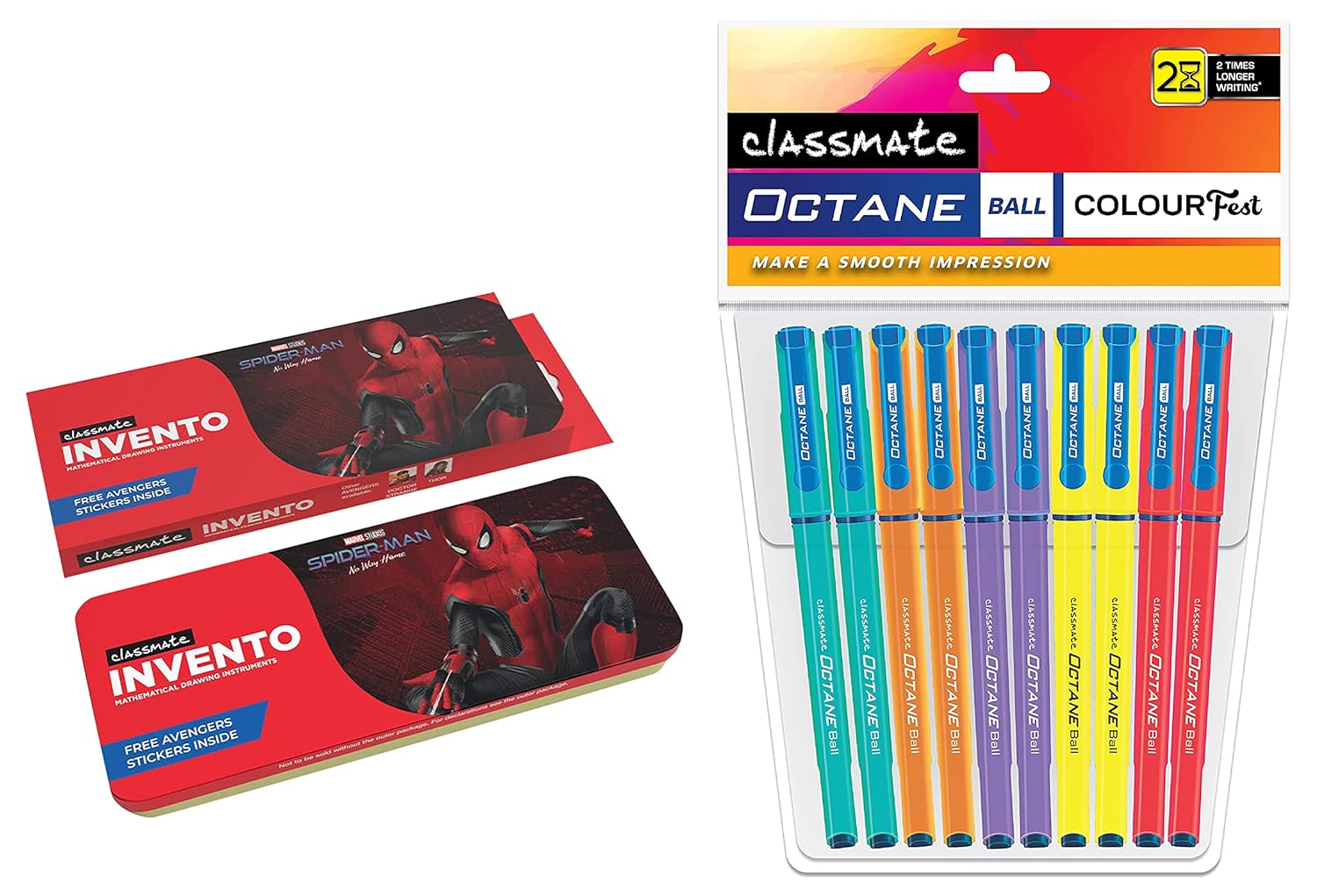Classmate Invento Geometry Box & Classmate Octane- Blue Ball Pens (Pack ...