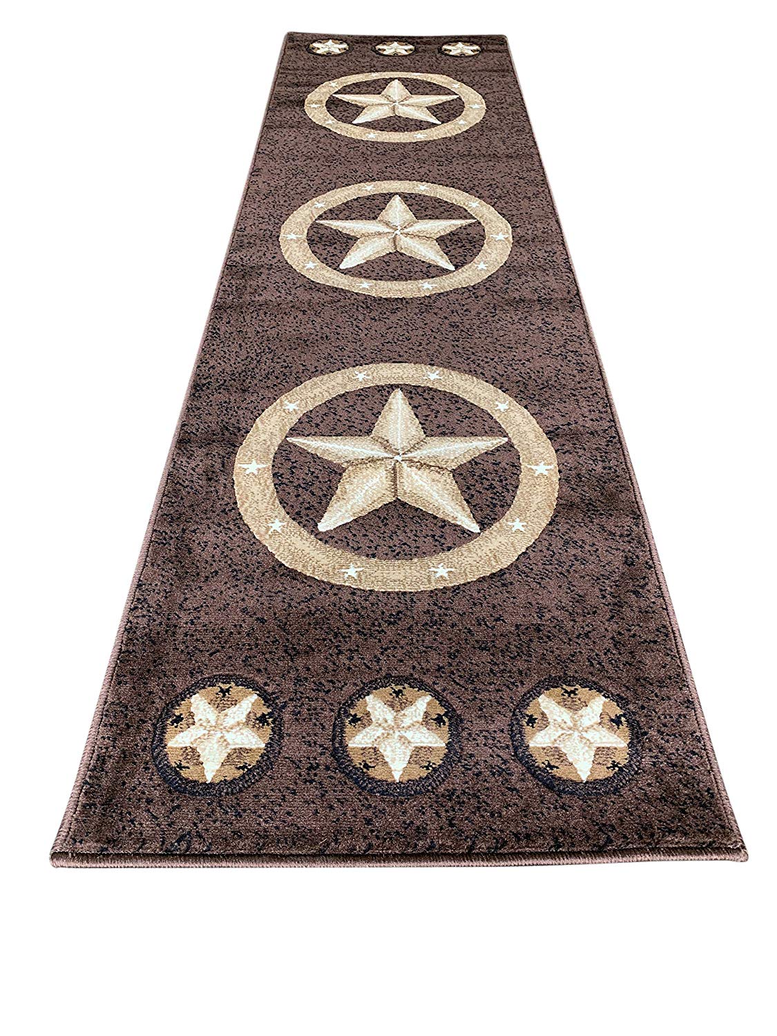 Masada Rugs Skinz Texas Lone Star Runner Area Rug Chocolate Brown Black ...
