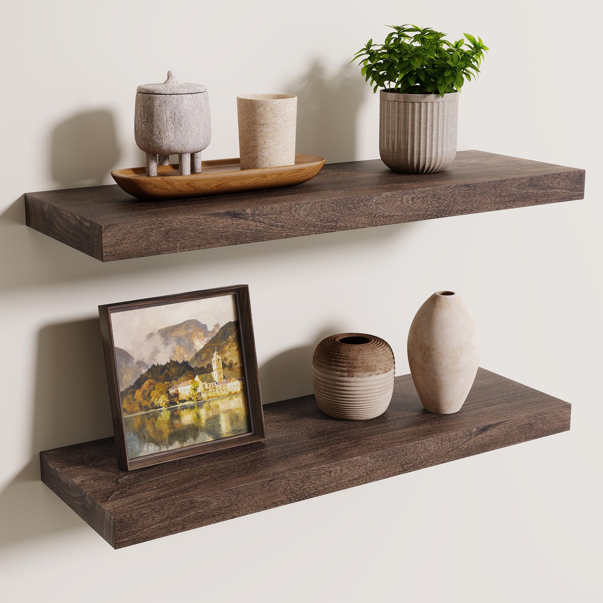 Snapklik.com : Axeman Floating Shelves For Wall, 24W X 8 D Rustic Solid ...