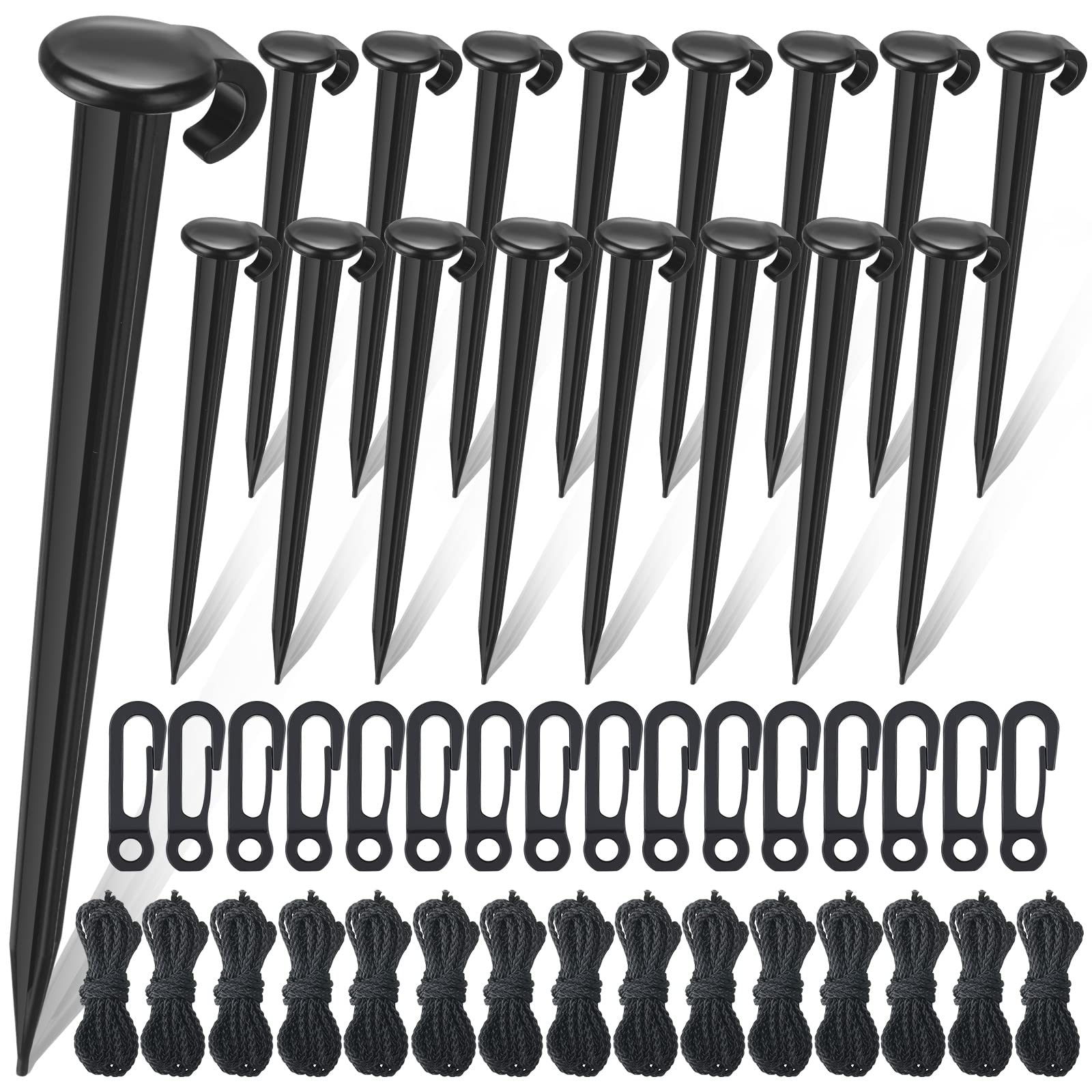 Amazon.com : 16 Sets Canopy Stakes with Nylon Ropes and Hook Tent ...