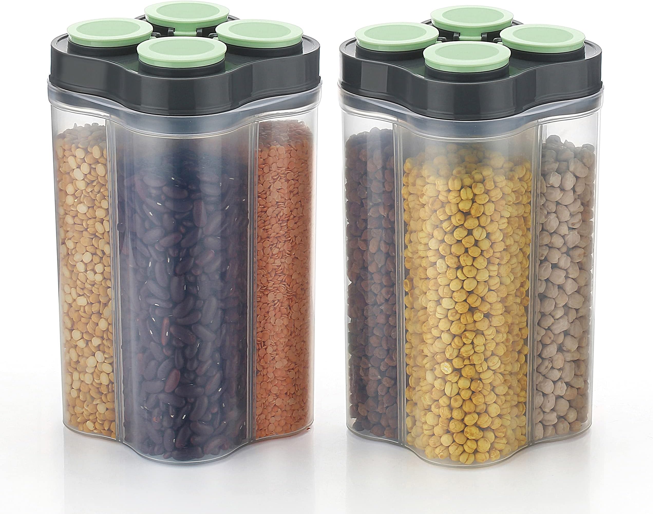 DANGIGEV Airtight Transparent Lock Food Storage 4 Section Kitchen ...