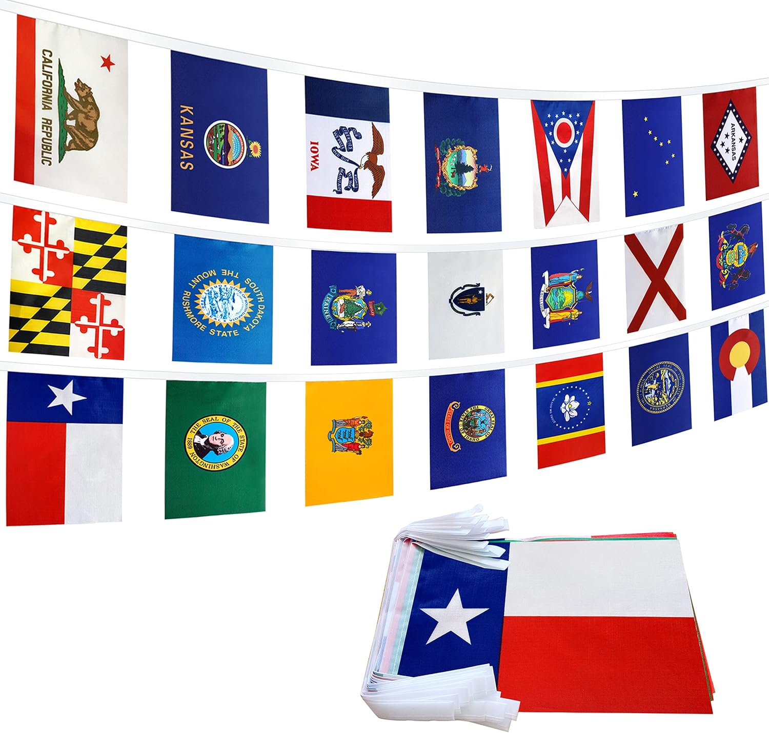 Amazon.com: LoveVC 50 State Flags Banner String Set,64 Feet : Office ...