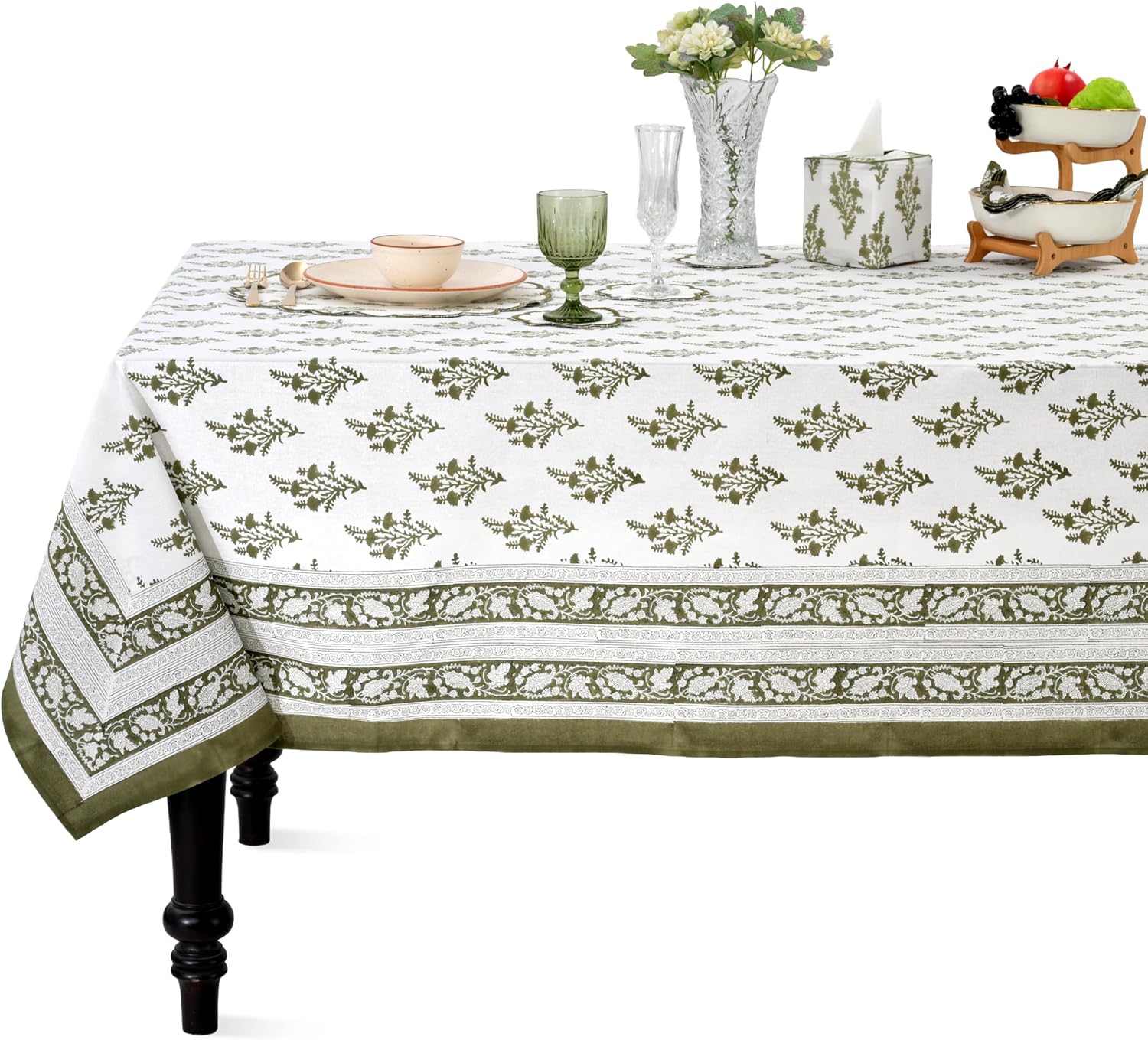 Amazon.com: Ridhi Block Print Nature Spring Square Cotton Tablecloth 60 ...