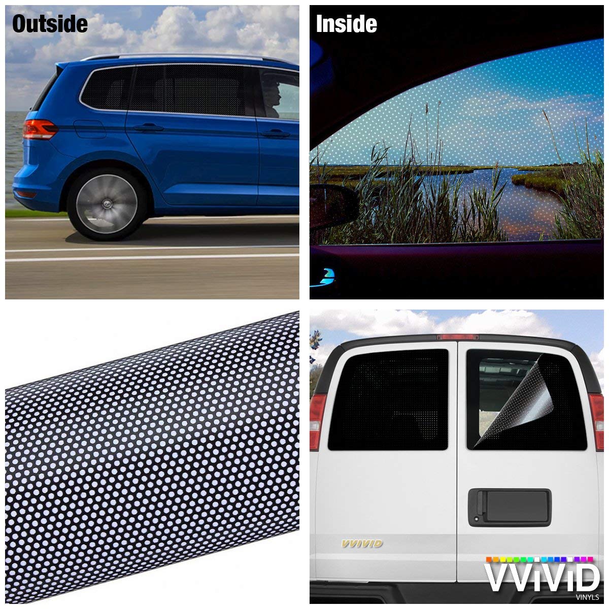 Amazon.com: VViViD Black Perforated One-Way Vision Vinyl Automotive ...