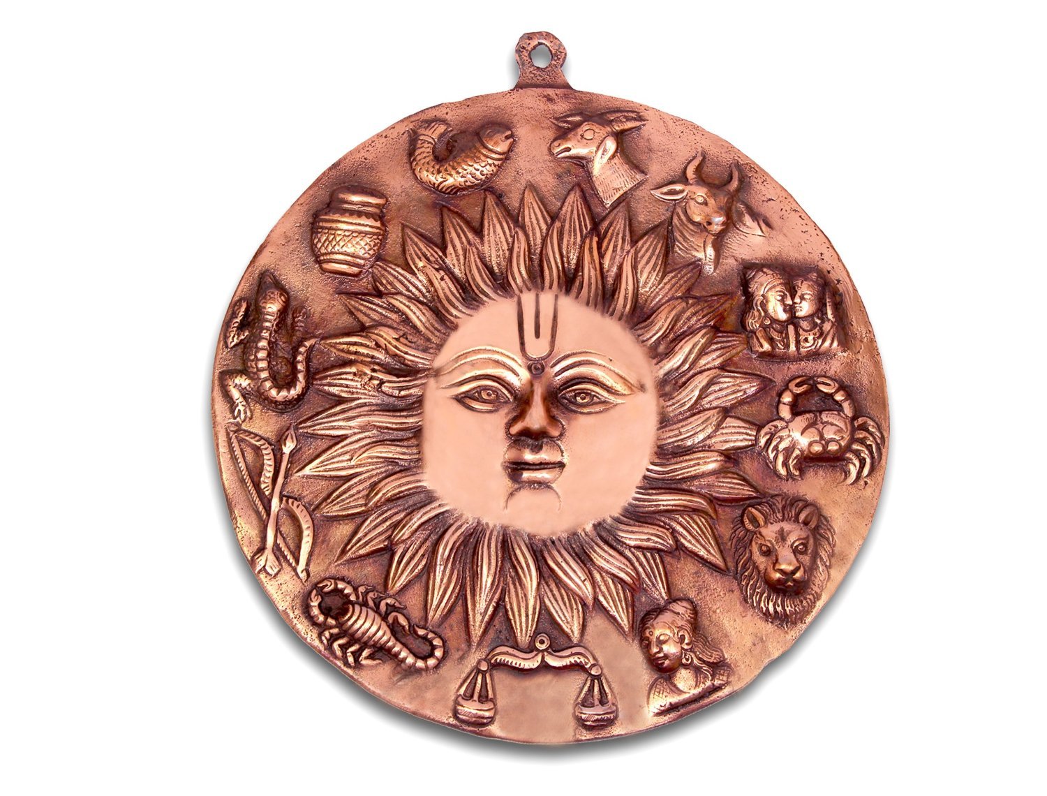 Elegant Sun Faced Wall Hanging Plaque with Zodiac Signs Centerpiece ...