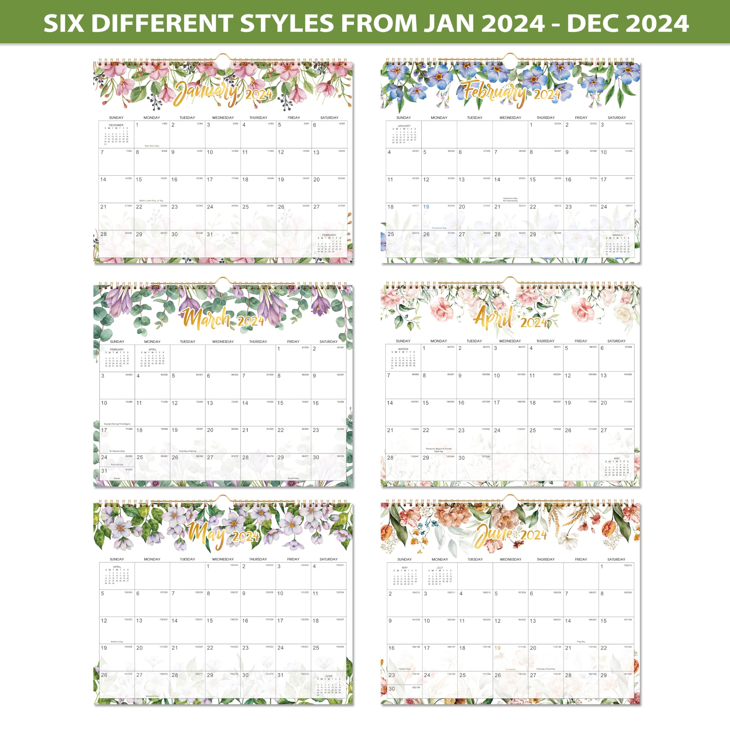 Snapklik.com : Wall Calendar 2024 - Calendar 2024, Jan 2024 - Dec 2024 ...