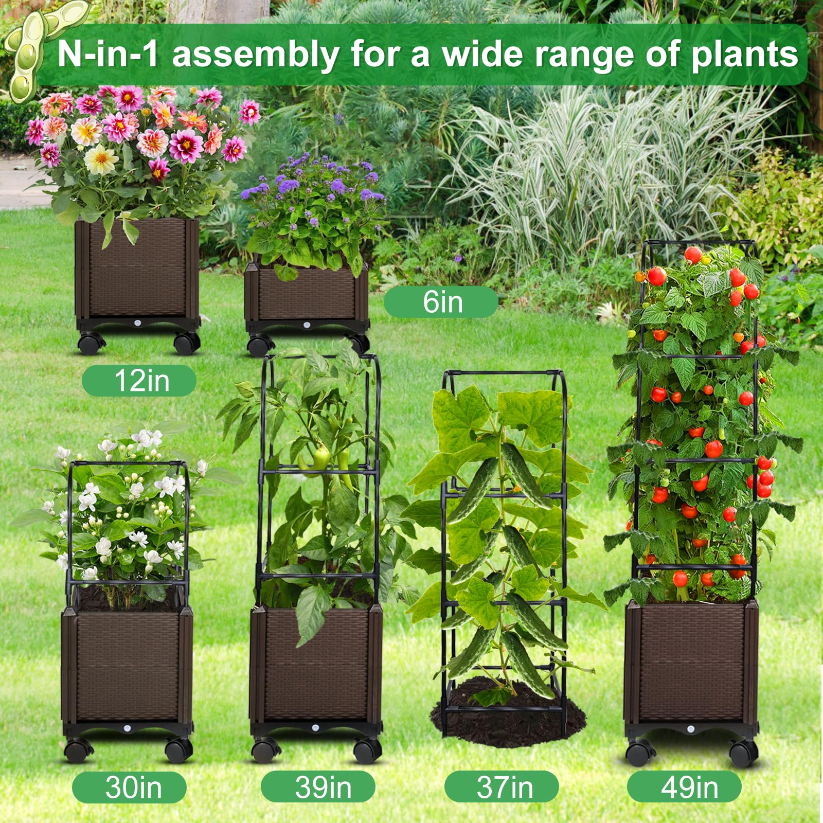 Snapklik.com : MQUPIN Tomato Planter Boxes,Raised Garden Bed Planter Box