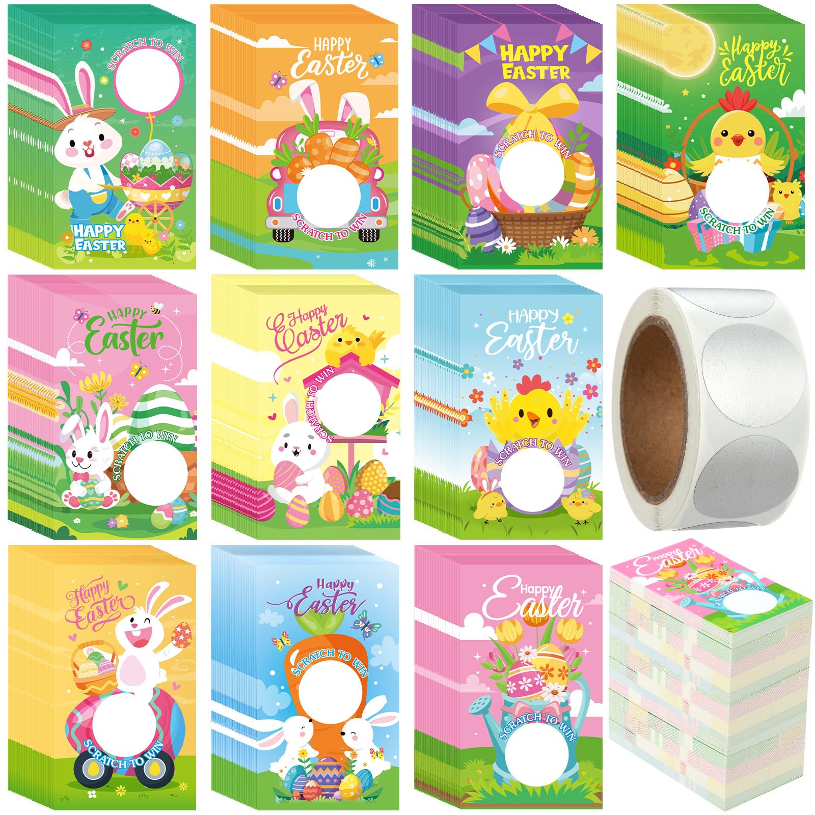 Amazon.com : WinnerWhy 200 Pcs Easter Scratch Off Cards 10 Styles ...