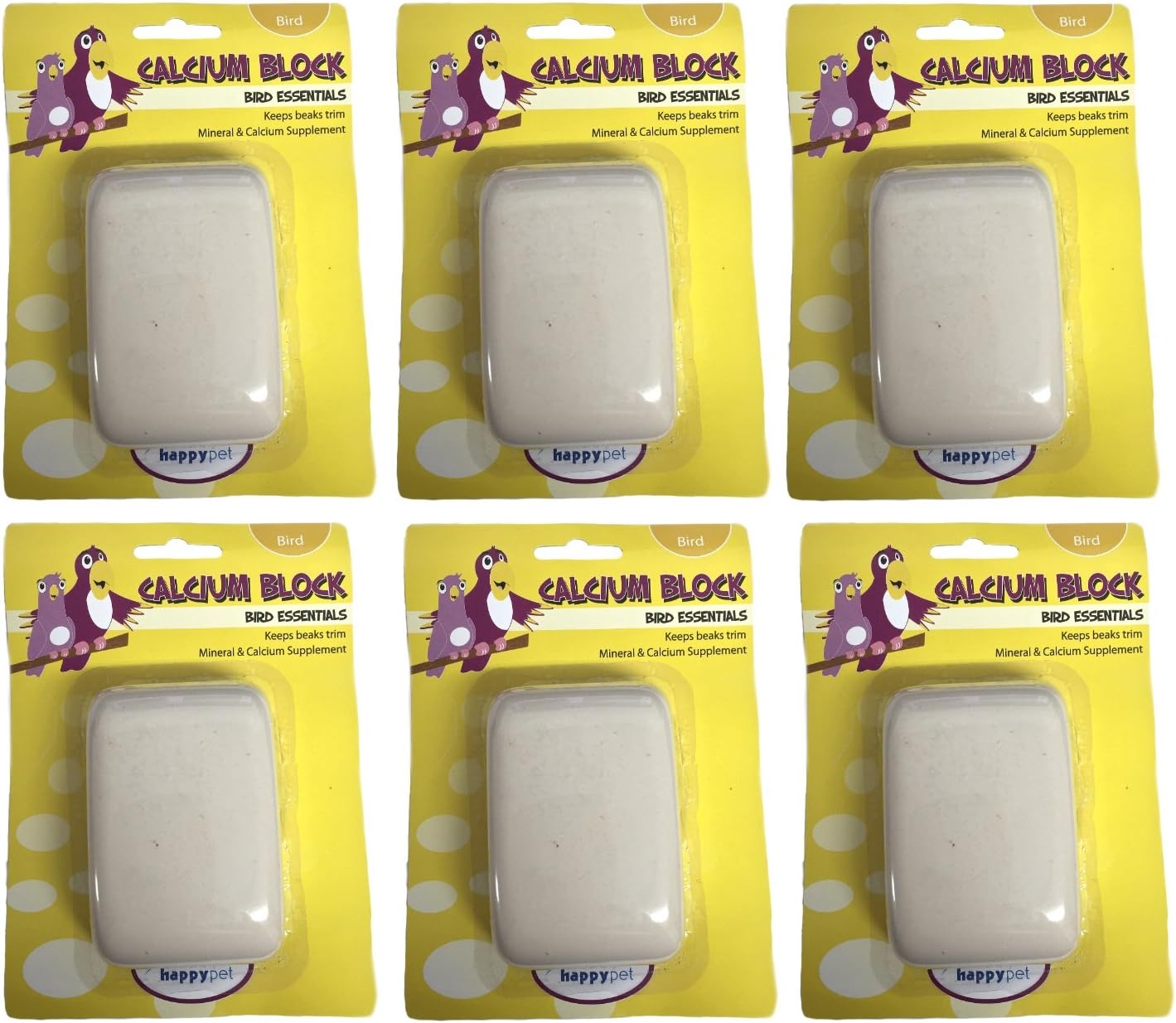 HAPPYPET CAGE BIRD BUDGIE PARROT LARGE MINERAL CALCIUM BLOCK STONE X 6 ...