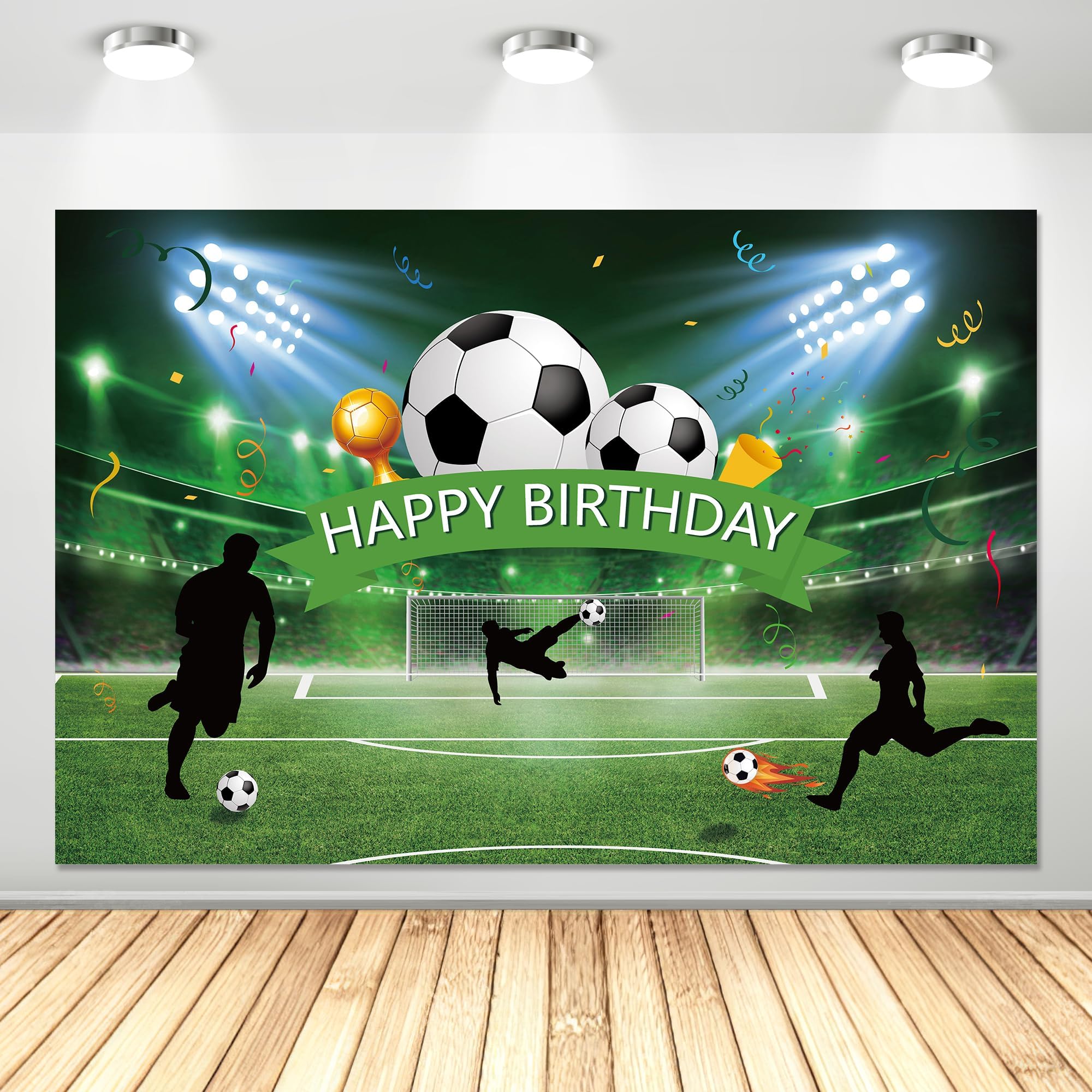 Amazon.com : RED 7 X 5FT Soccer Birthday Party Backdrop Football Field ...