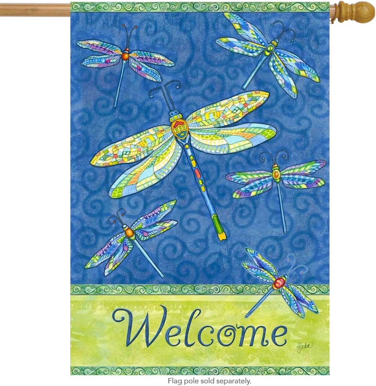 Amazon.com: Dragonfly Flight Spring House Flag Welcome Dragonflies 28 ...