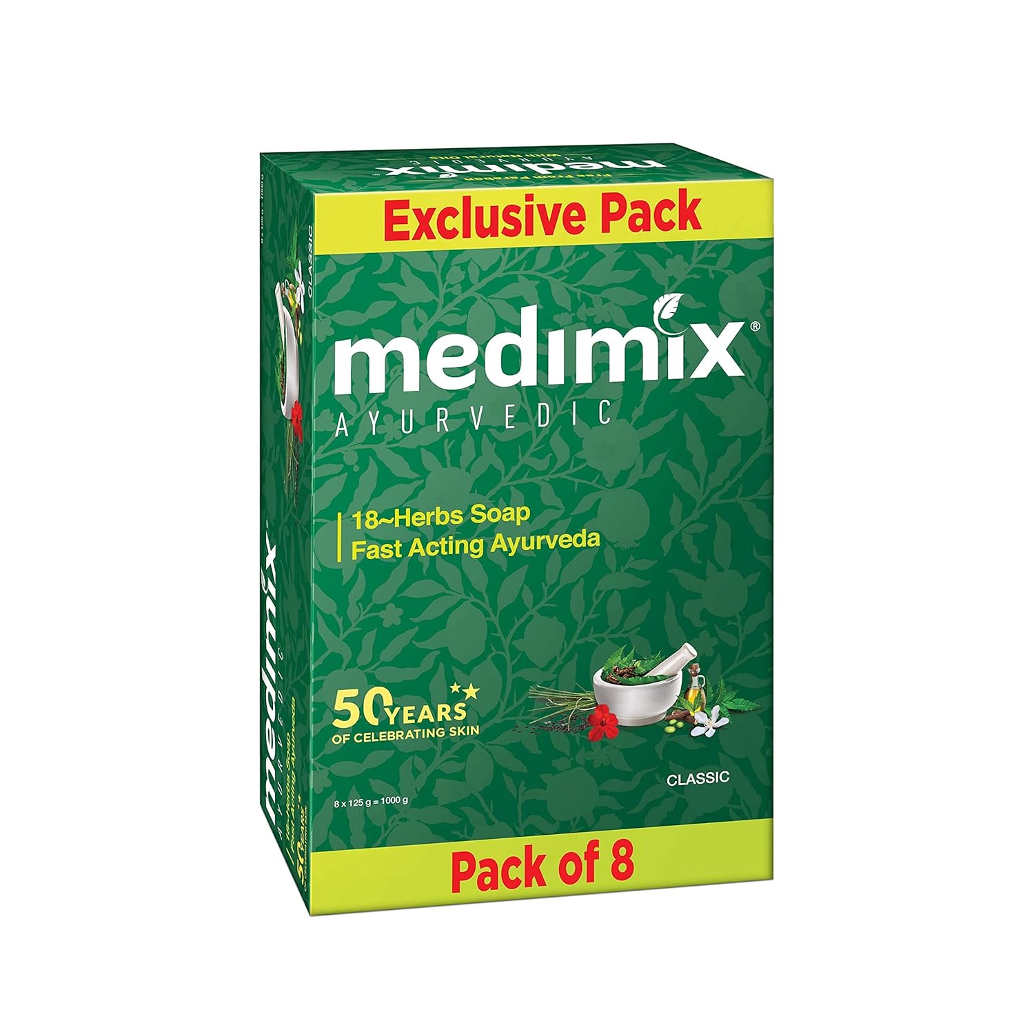 Buy Medimix Ayurvedic Classic 18 Herbs Soap, 125 g (Pack of 8) Online ...