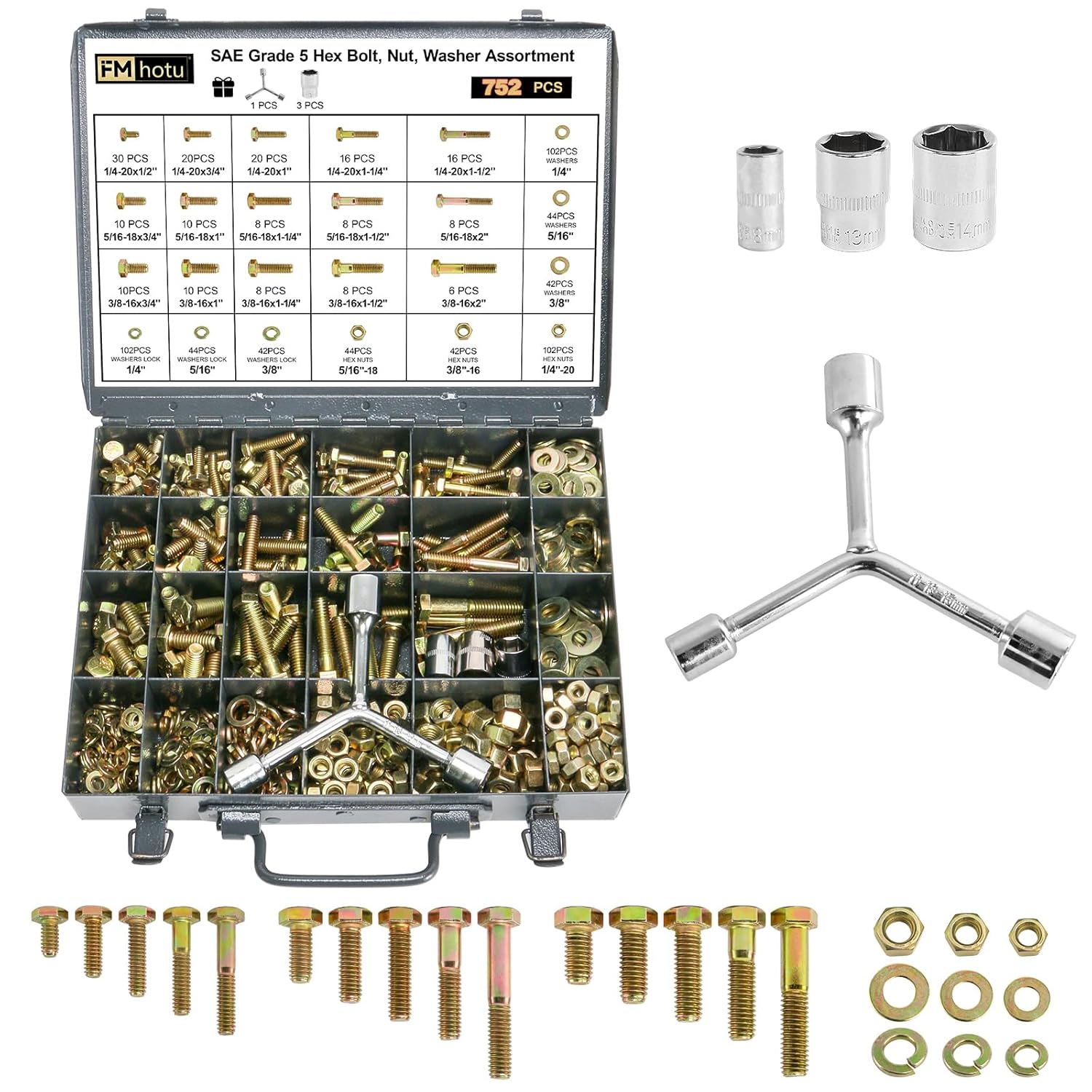 Amazon.com: FMhotu 752Pcs Nuts and Bolts Assortment Kit, 15 Sizes ...
