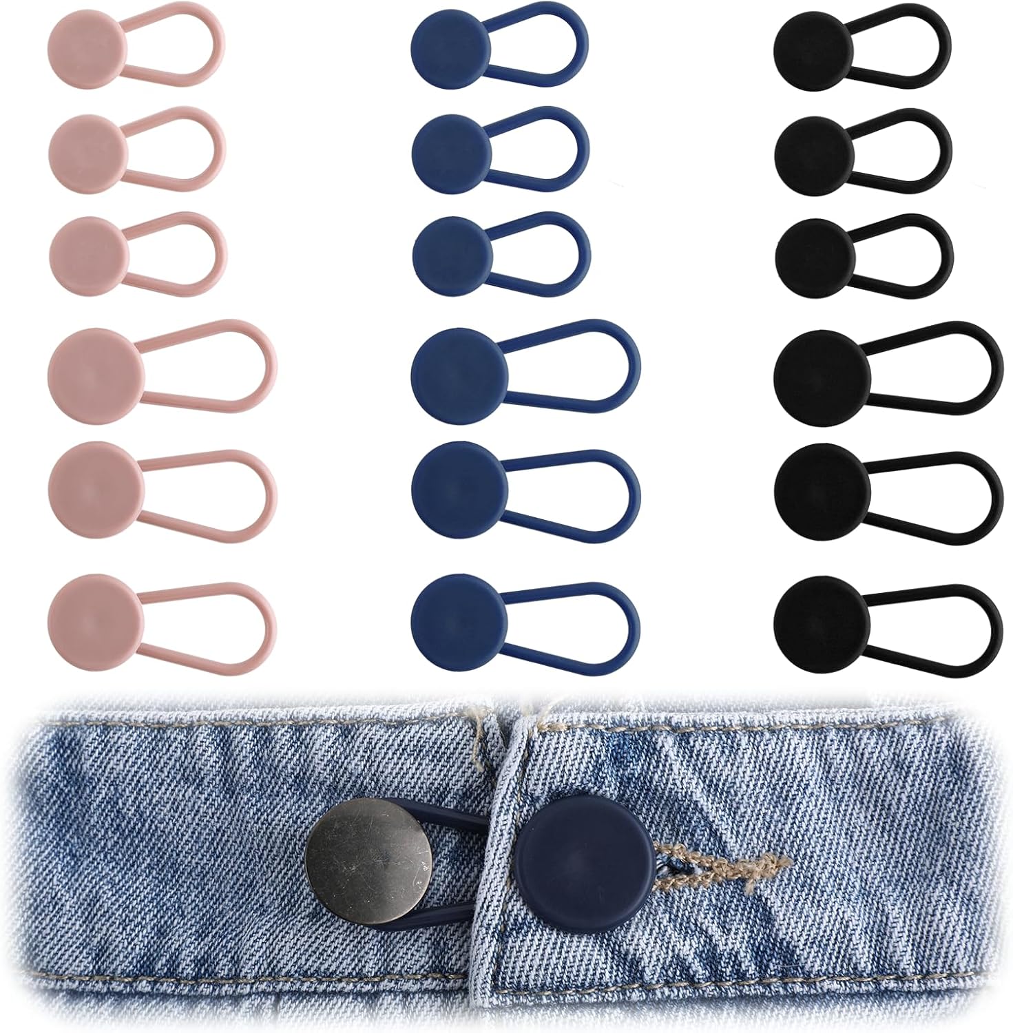 Amazon.com: Qianyu 18 Pcs Button Extenders for Jeans Pants Waist Button ...